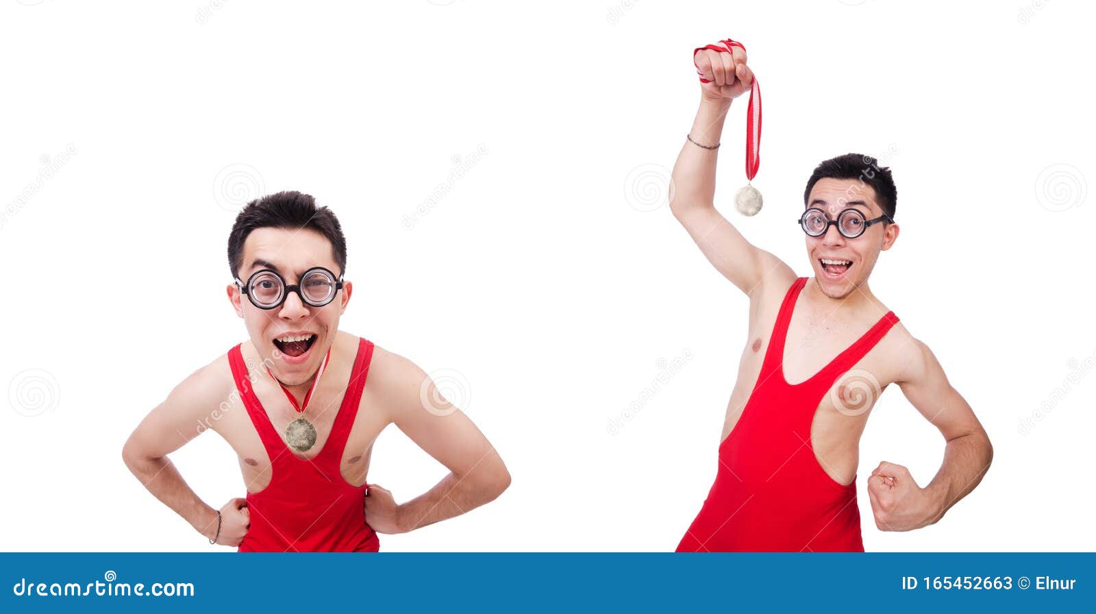 Funny Wrestler with Winners Gold Medal Stock Image - Image of gold ...