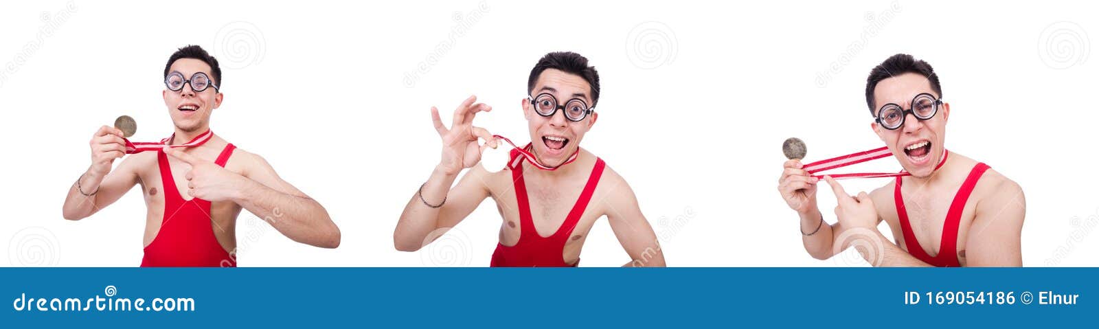 Funny Wrestler with Winners Medal Stock Photo - Image of compilation ...