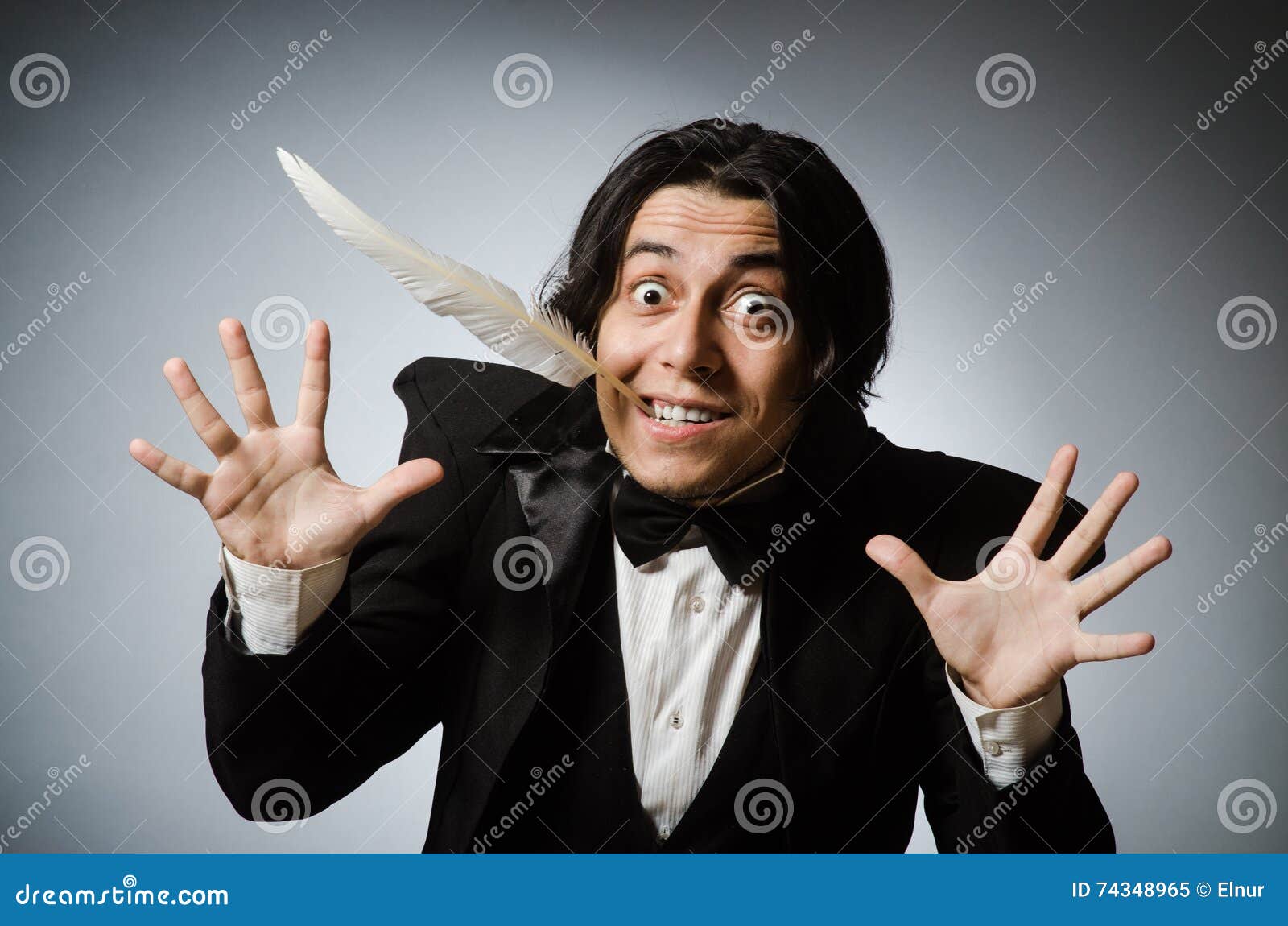 The Funny Writer with Quill in Vintage Concept Stock Image - Image of ...