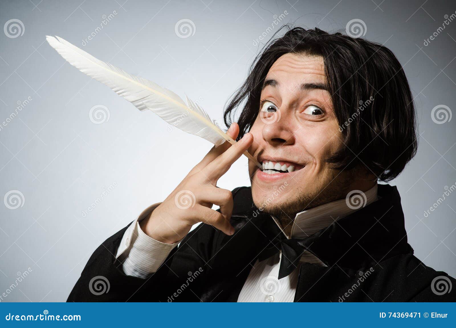 The Funny Writer with Quill in Vintage Concept Stock Image - Image of ...