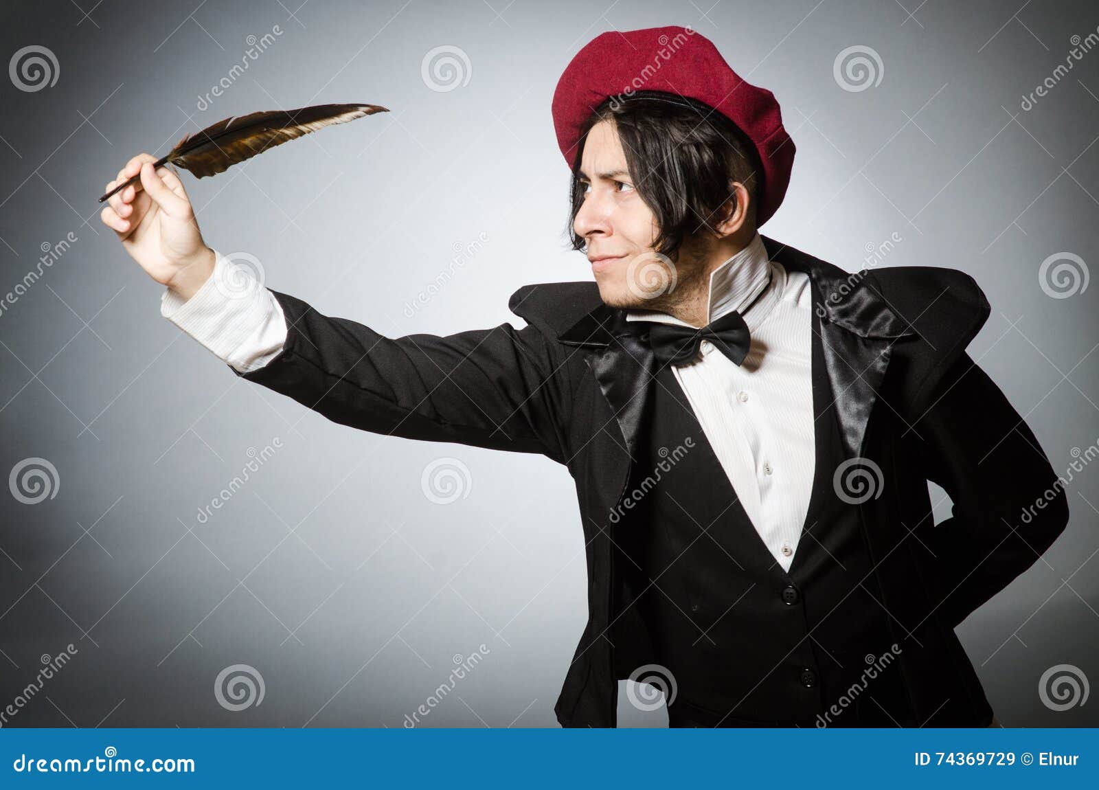 The Funny Writer with Quill in Vintage Concept Stock Image - Image of ...