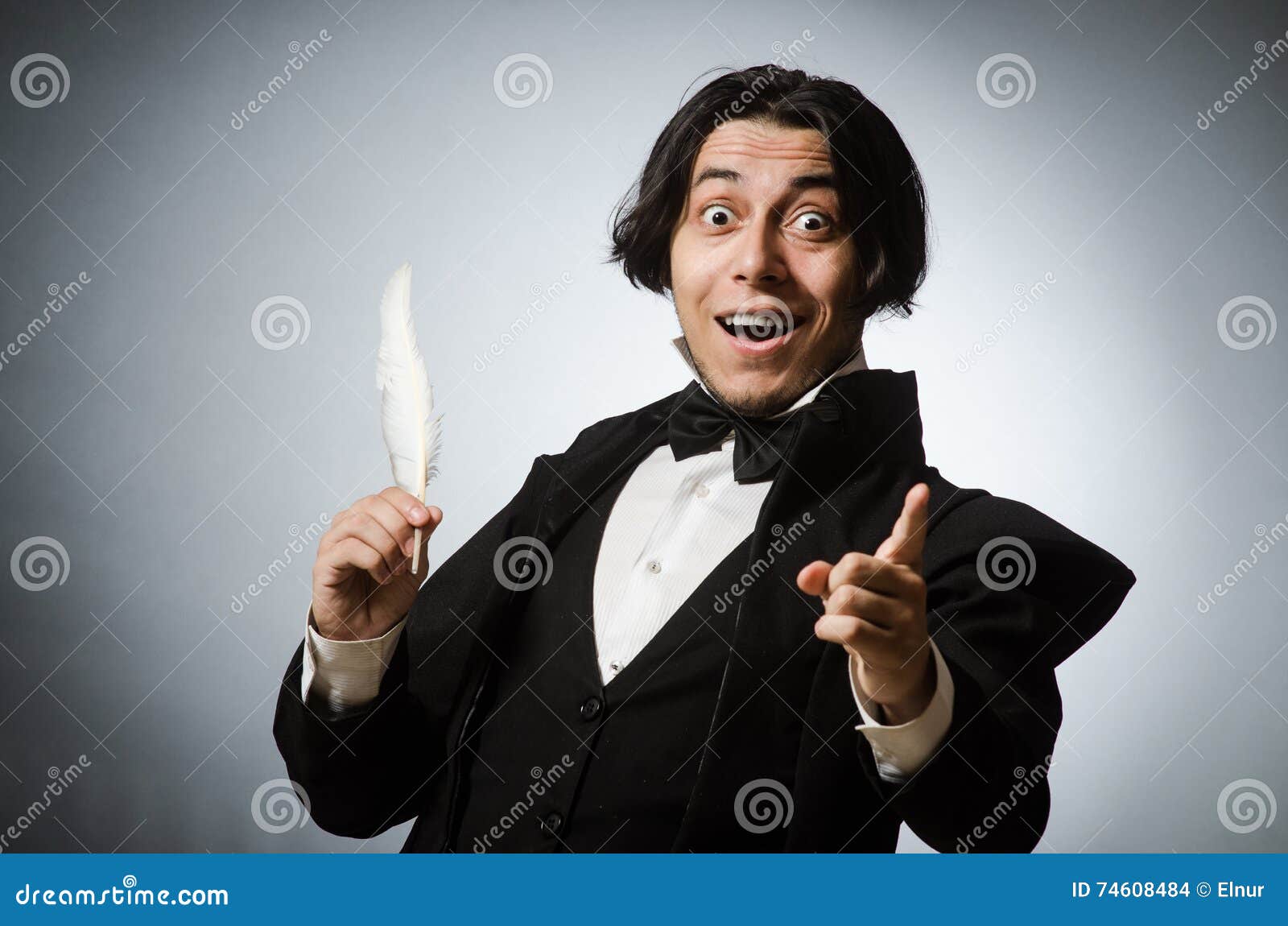 The Funny Writer with Quill in Vintage Concept Stock Photo - Image of ...