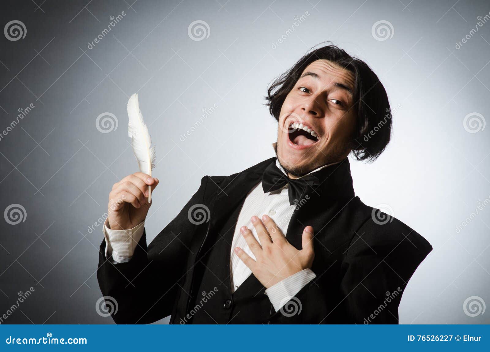 The Funny Writer with Quill in Vintage Concept Stock Image - Image of ...