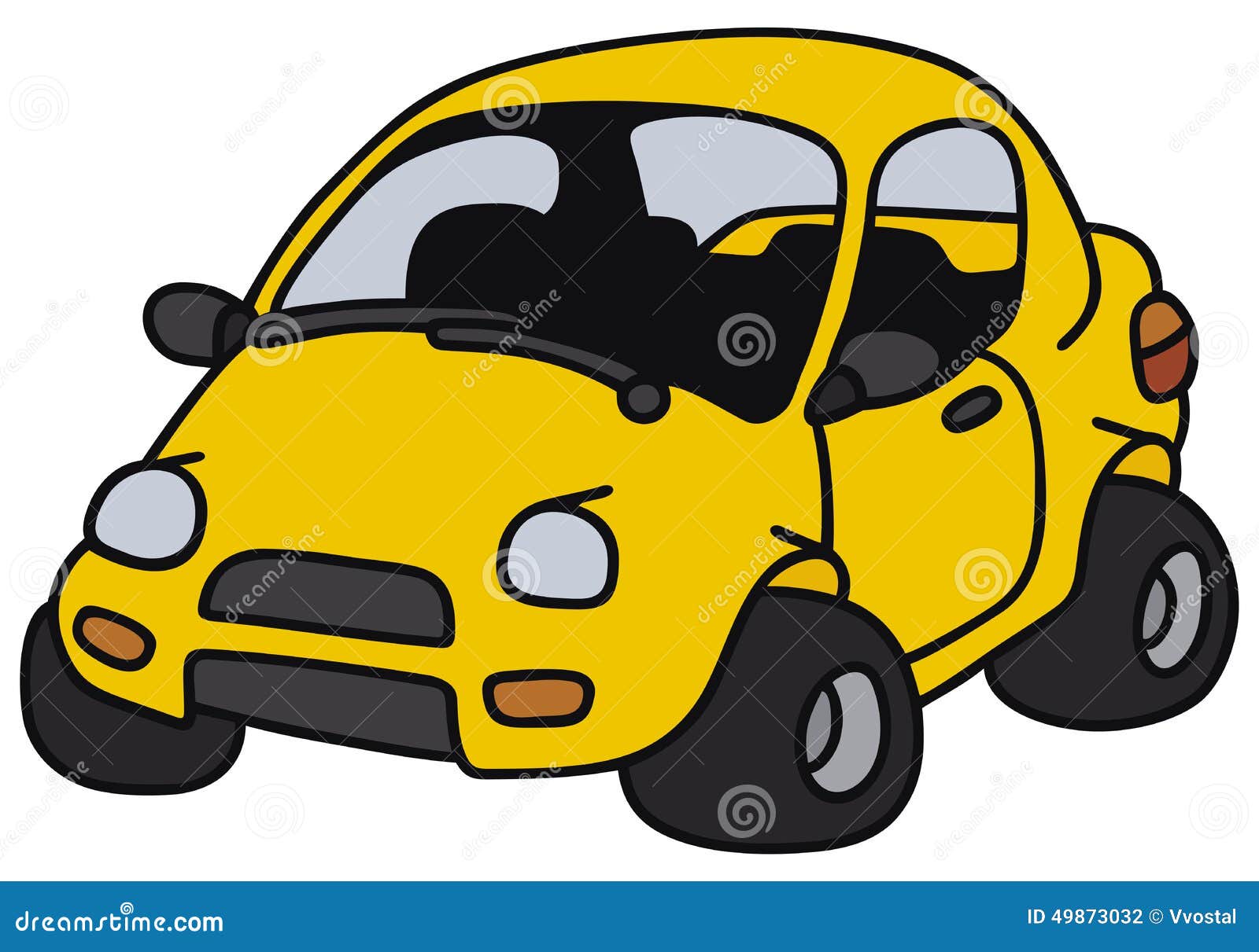 Funny yellow car stock vector. Illustration of coupe - 49873032