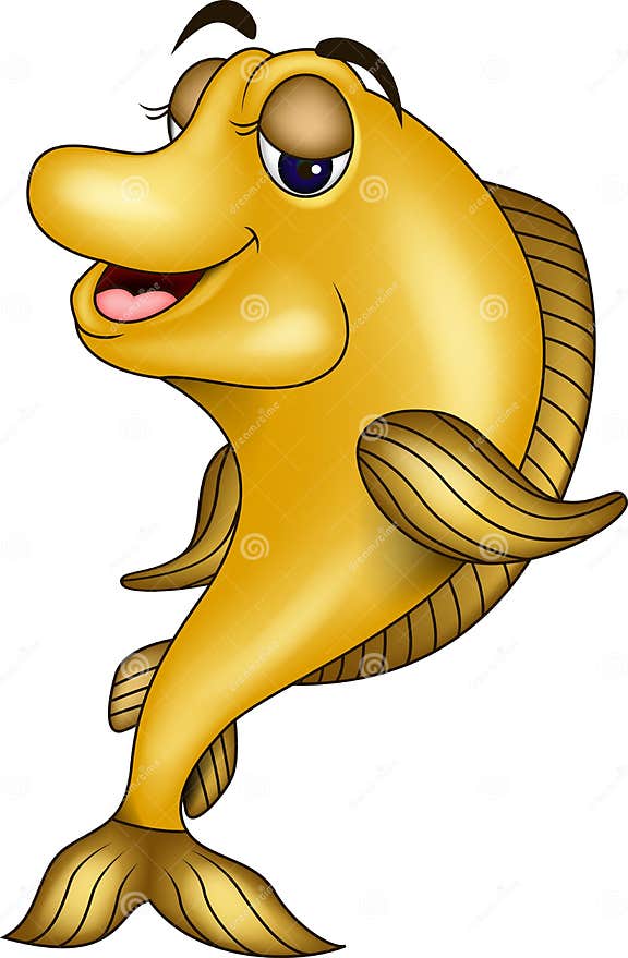 Funny yellow fish cartoon stock illustration. Illustration of fish ...