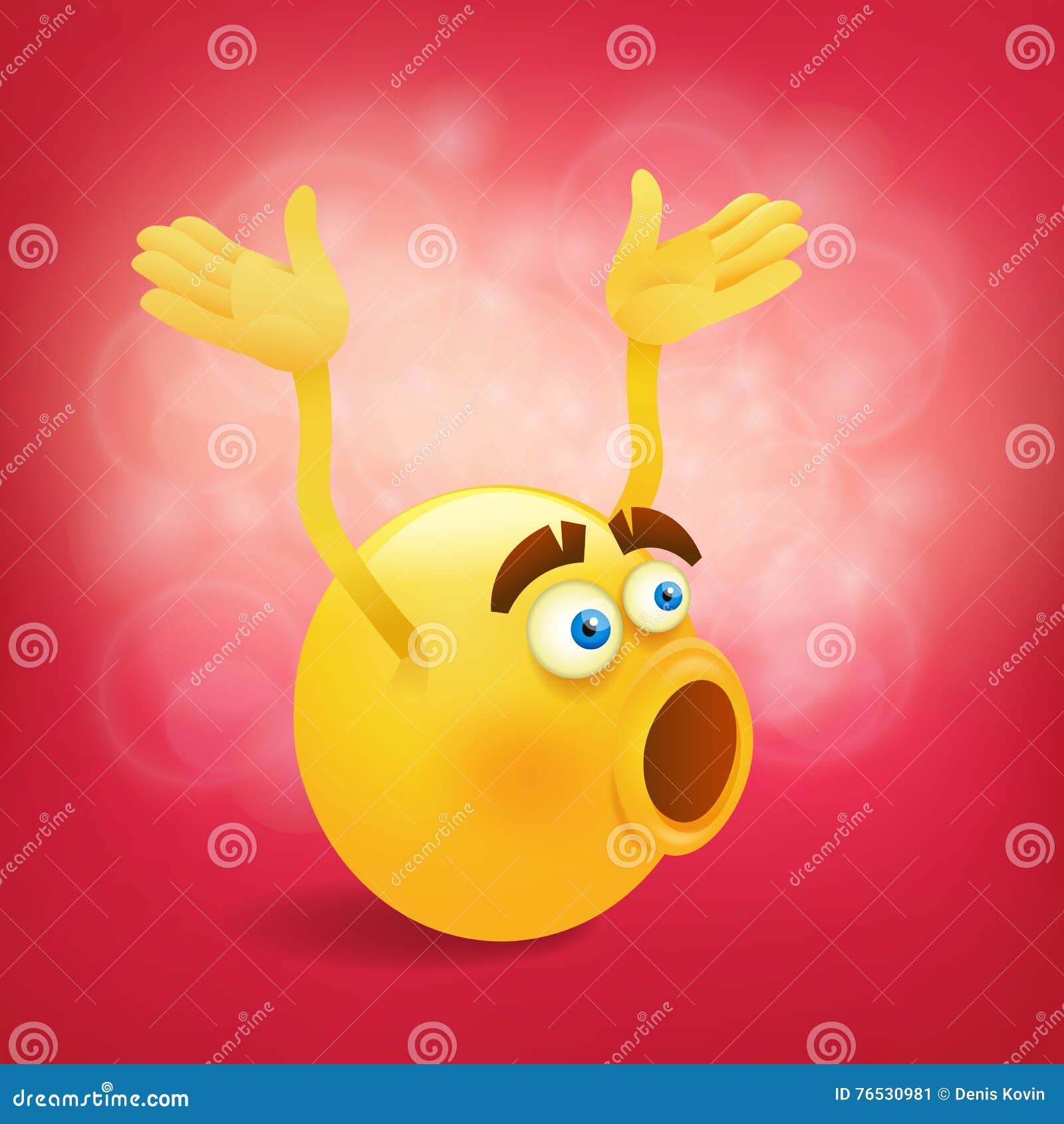 Yellow Screaming Monster Silhouette In The Pocket. Hands Up. Cute ...