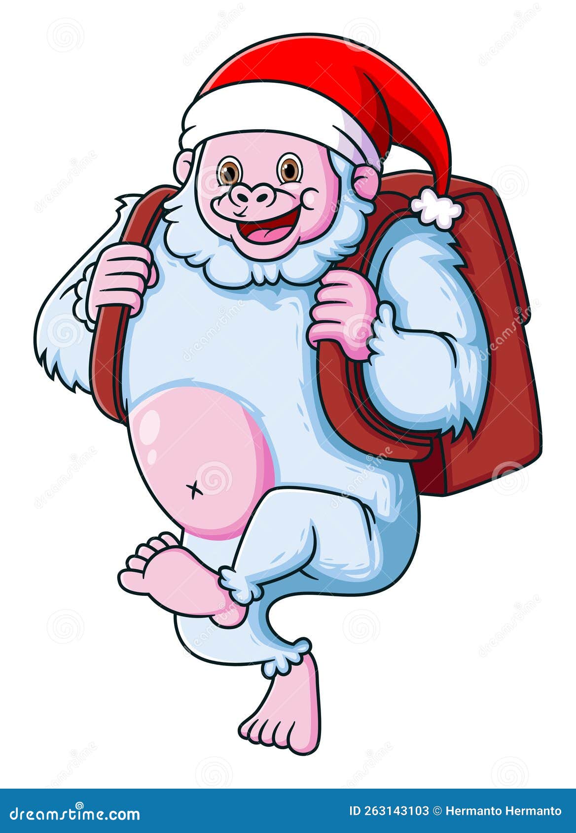 Funny Yeti Smiling and Holding a Bag Stock Vector - Illustration of ...