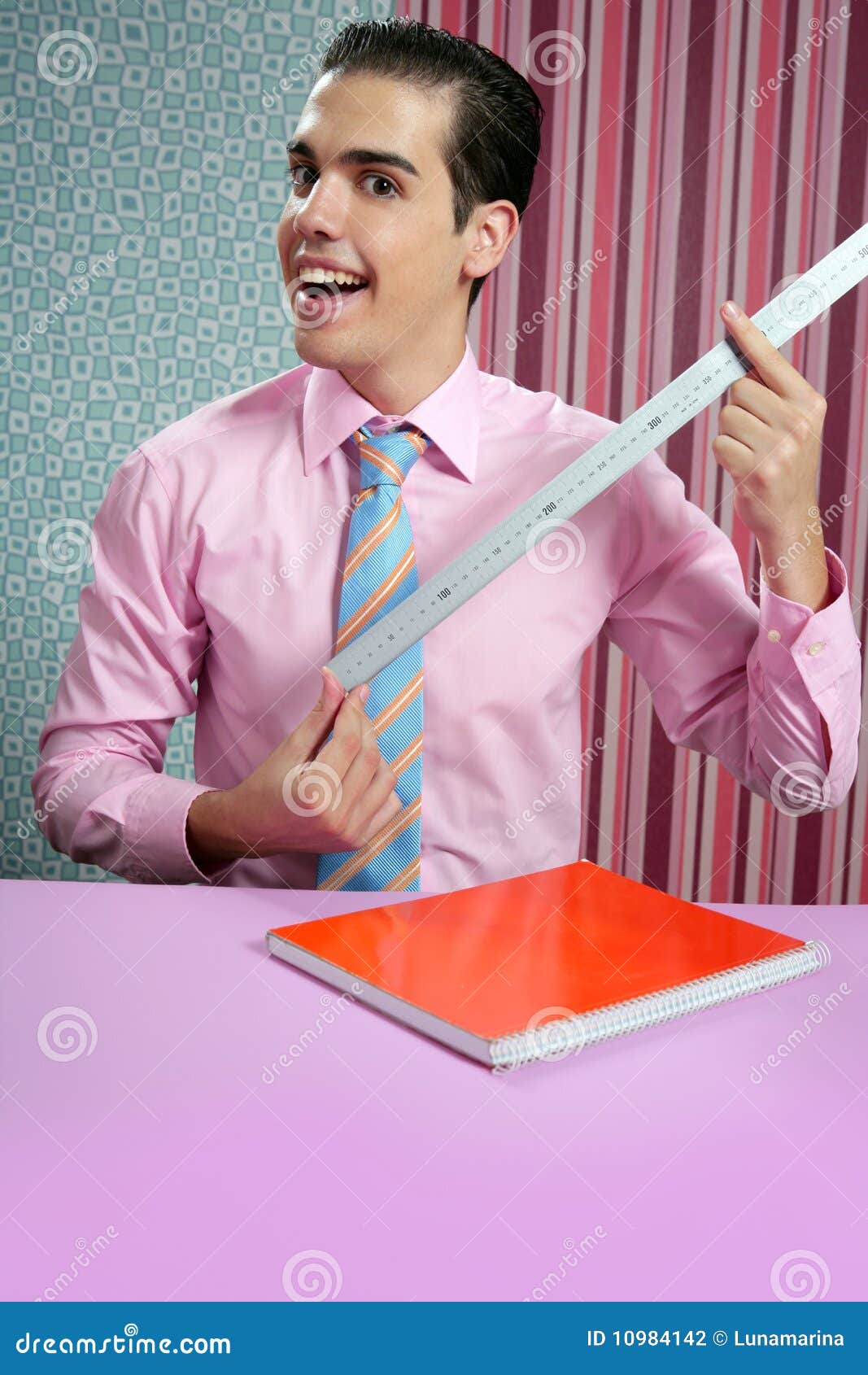 Funny Young Businessman with Measuring Ruler Stock Photo - Image of ...