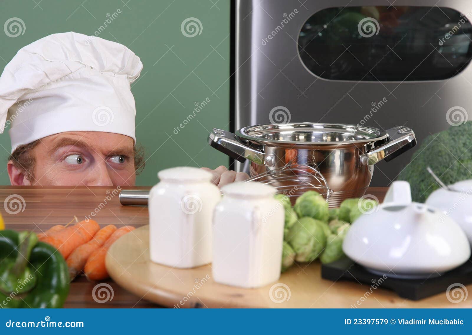 Funny young chef stock image. Image of kitchen, cooking - 23397579