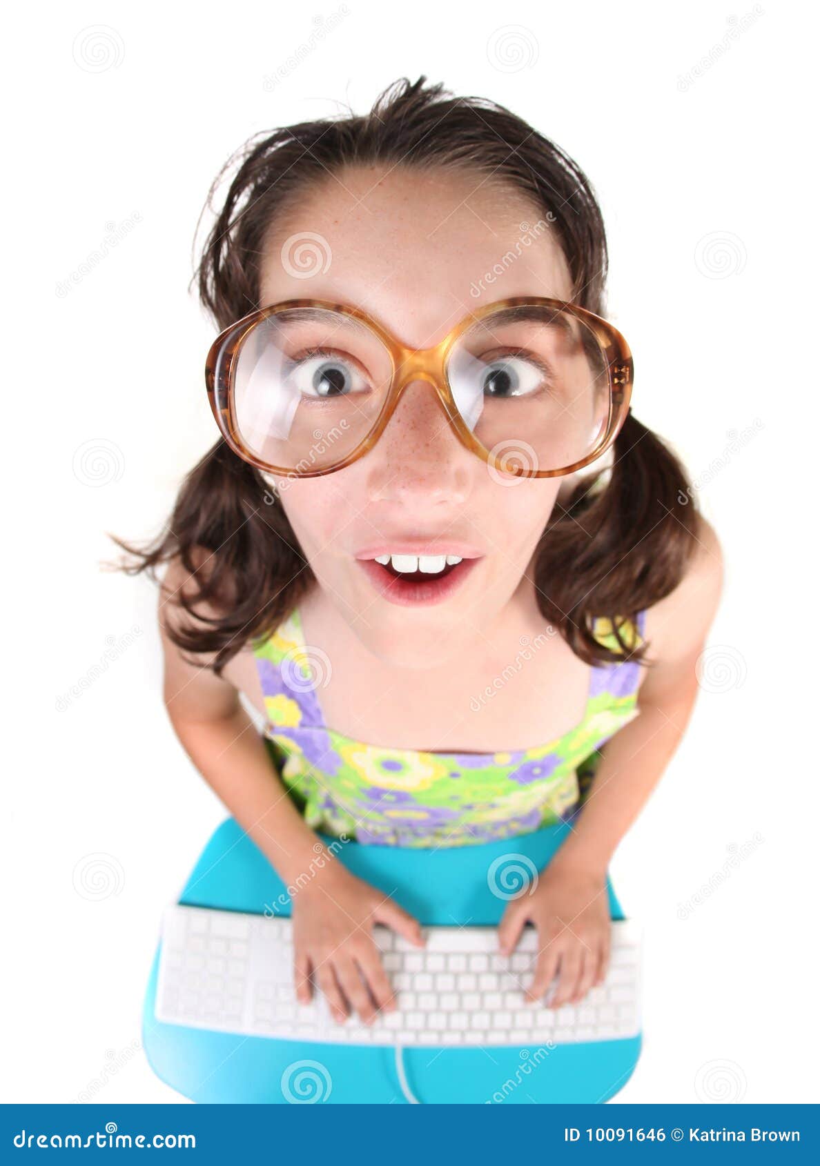 Funny Young Child Working on a Computer Stock Photo - Image of person ...