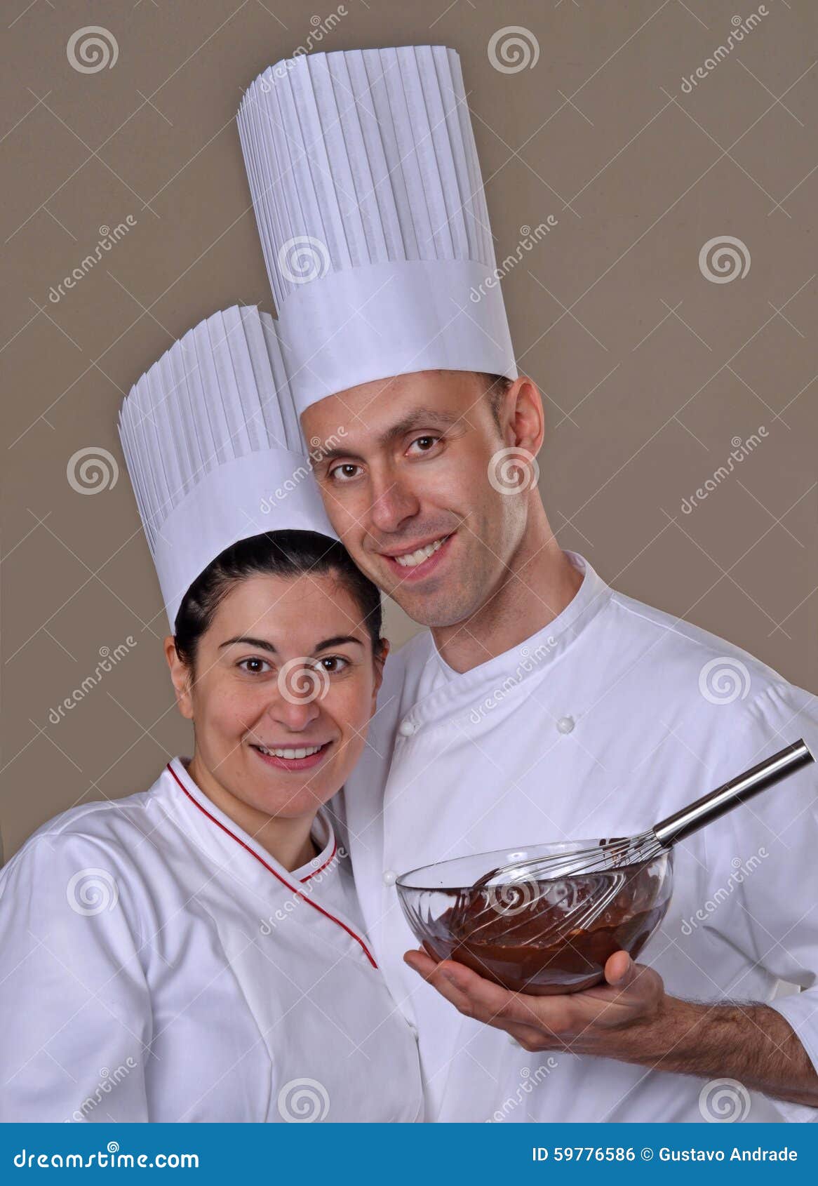 Funny young cook couple stock photo. Image of cream, tasting - 59776586