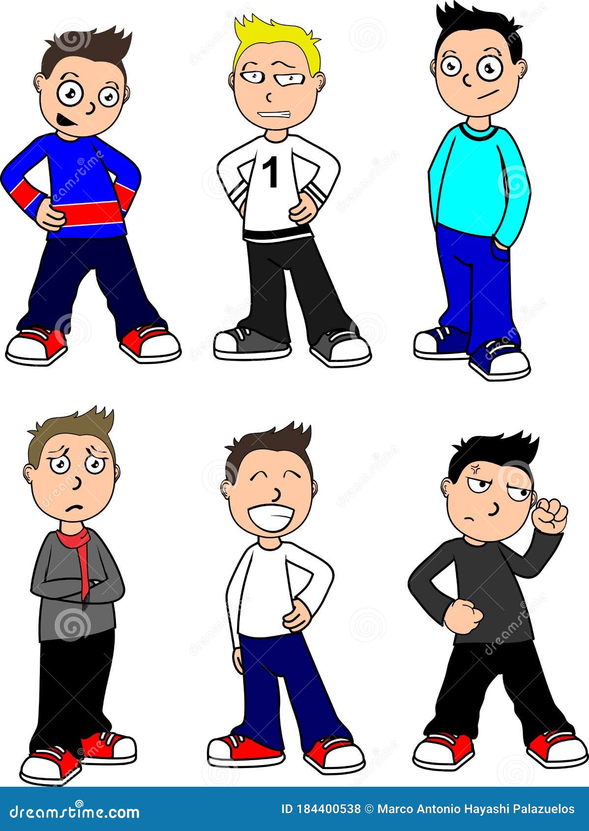 Funny Young Kid Cartoon Pose Expressions Collection Stock Vector ...
