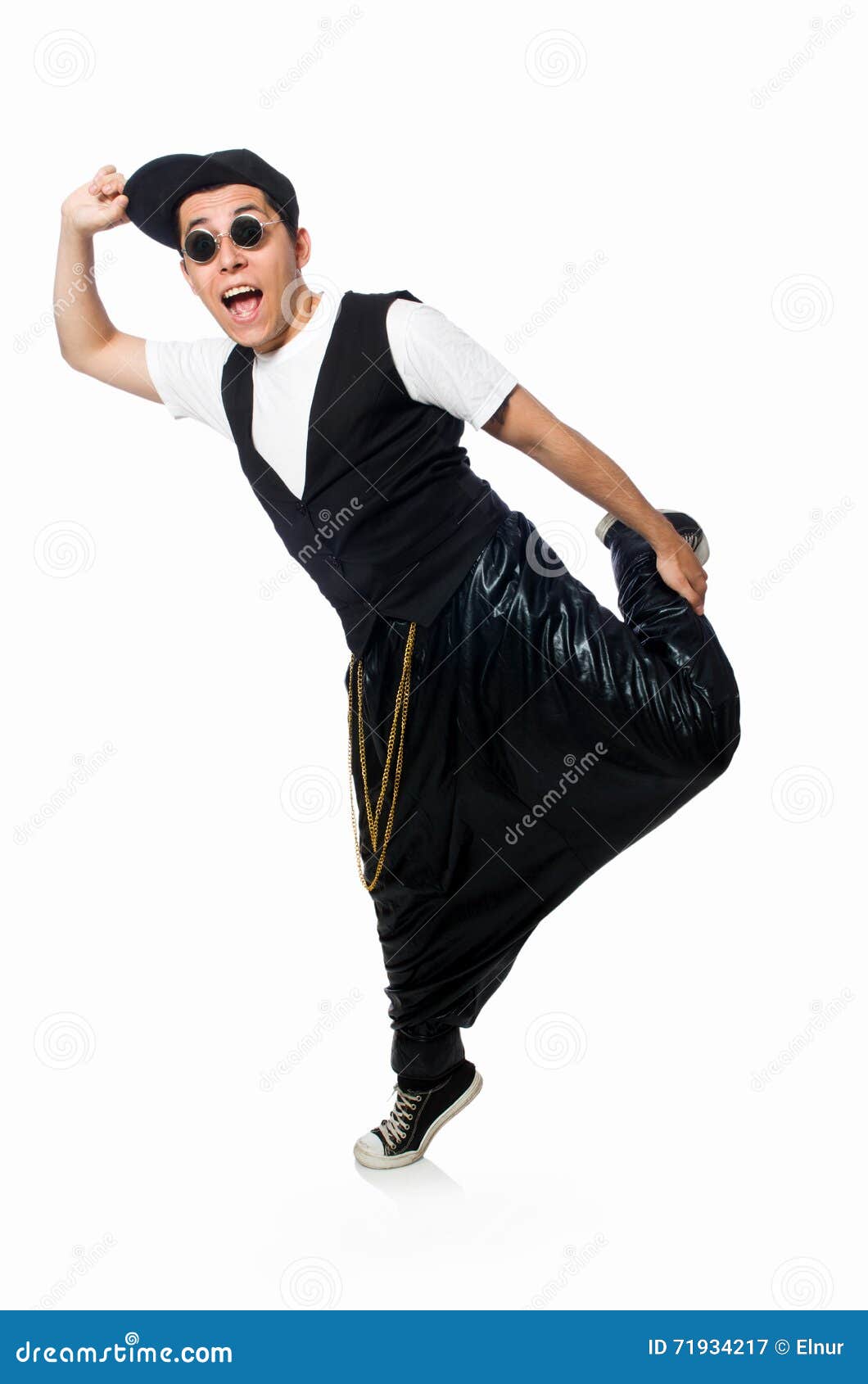 The Funny Young Man Dancing Isolated on White Stock Image - Image of ...