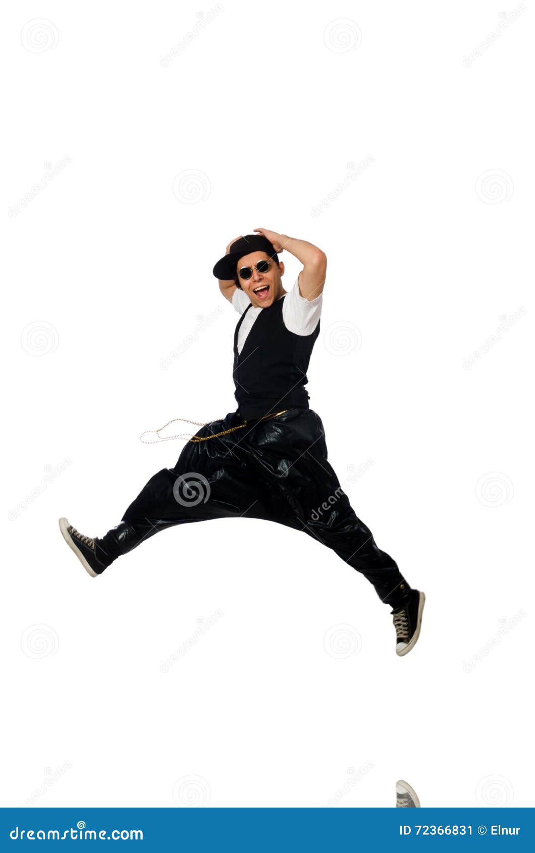 The Funny Young Man Dancing Isolated on White Stock Image - Image of ...
