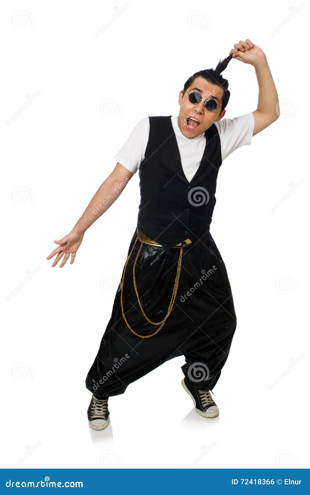 The Funny Young Man Dancing Isolated on White Stock Photo - Image of ...