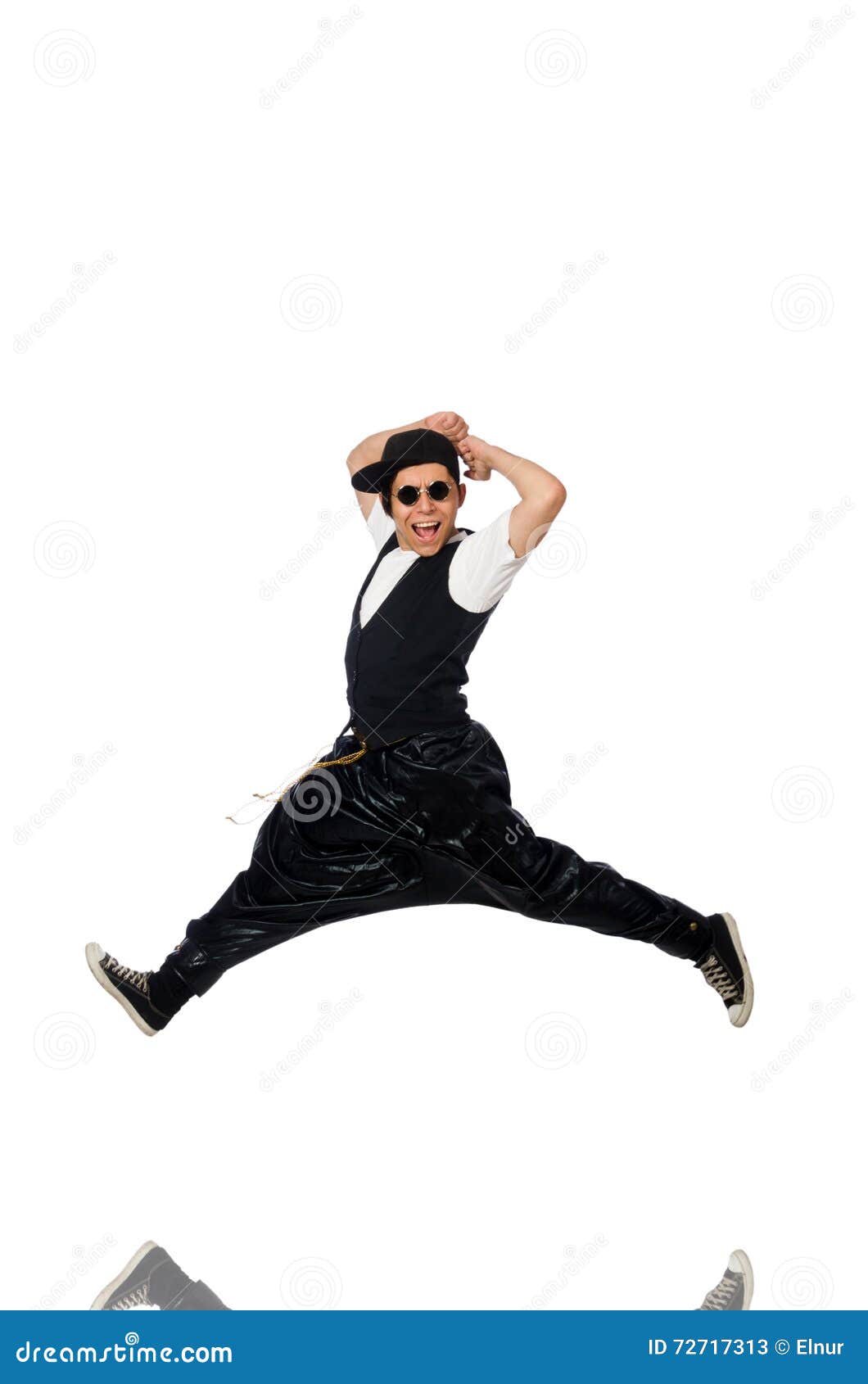 The Funny Young Man Dancing Isolated on White Stock Image - Image of ...