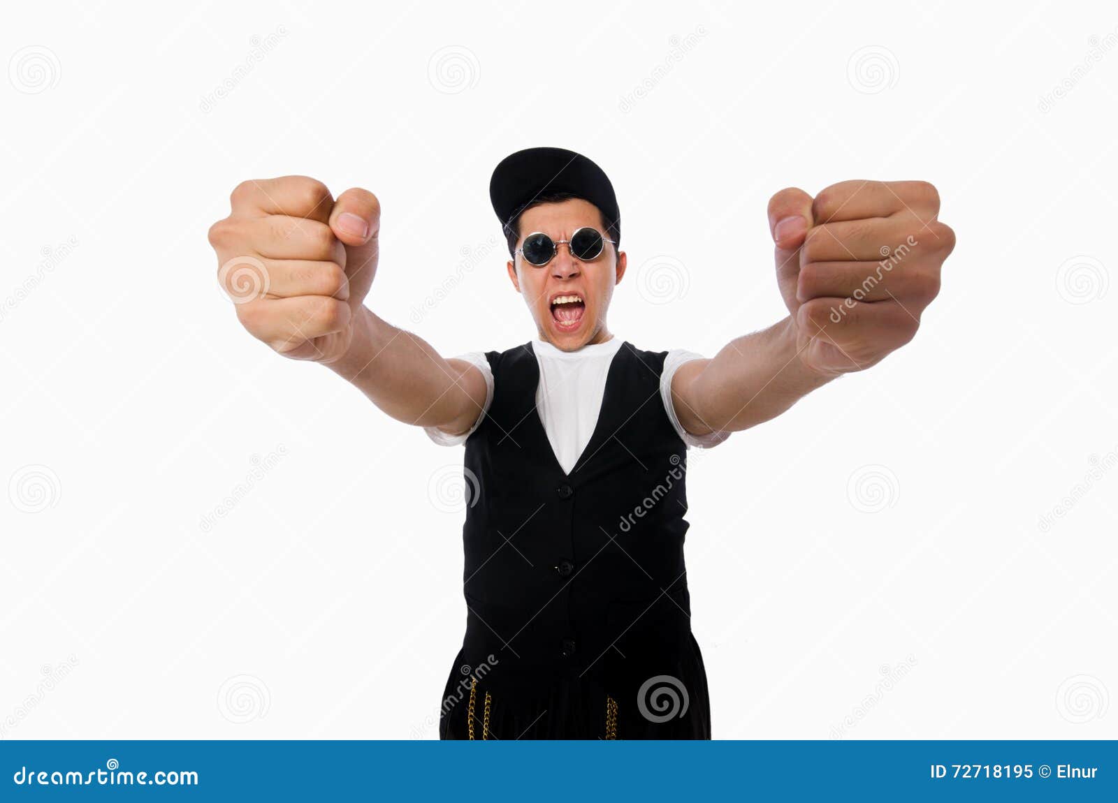 The Funny Young Man Dancing Isolated on White Stock Image - Image of ...