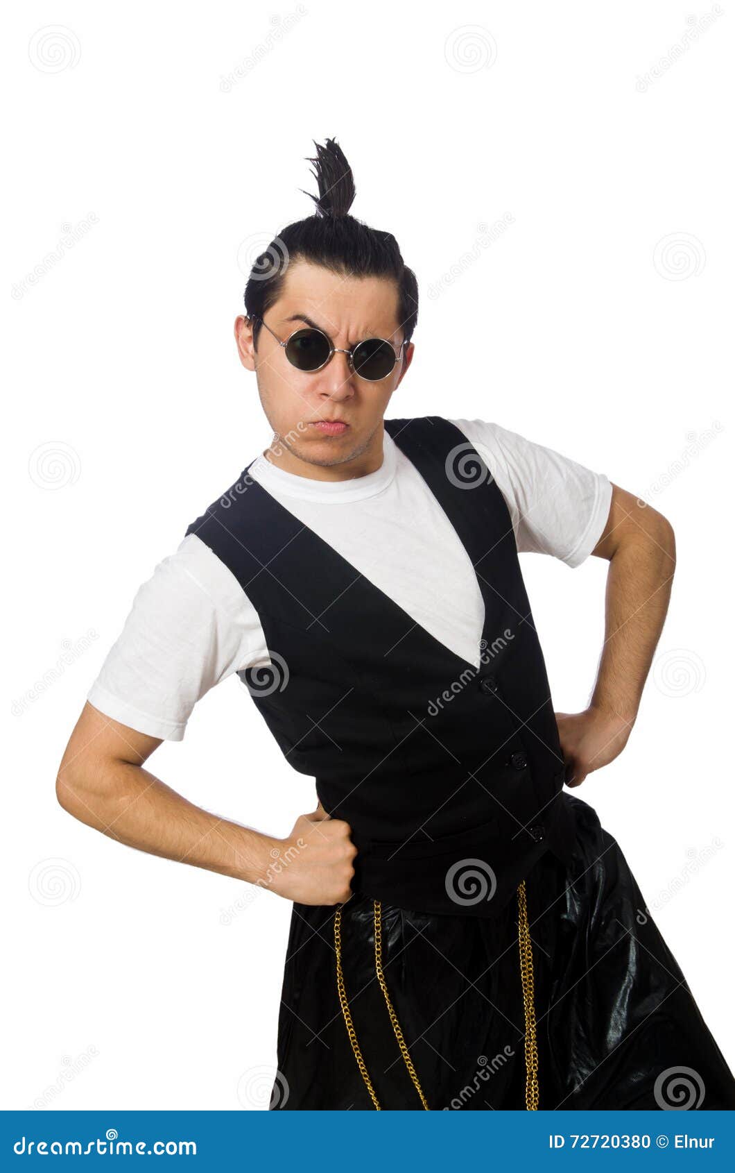 The Funny Young Man Dancing Isolated on White Stock Photo - Image of ...