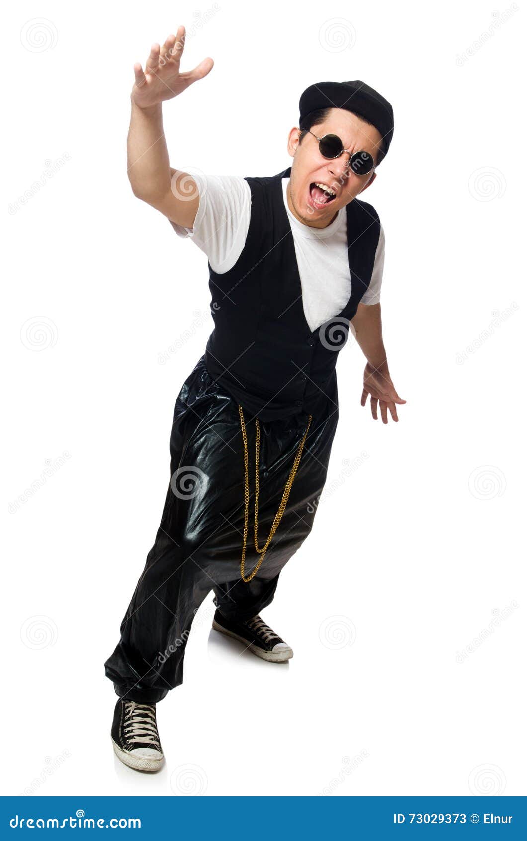 The Funny Young Man Dancing Isolated on White Stock Image - Image of ...