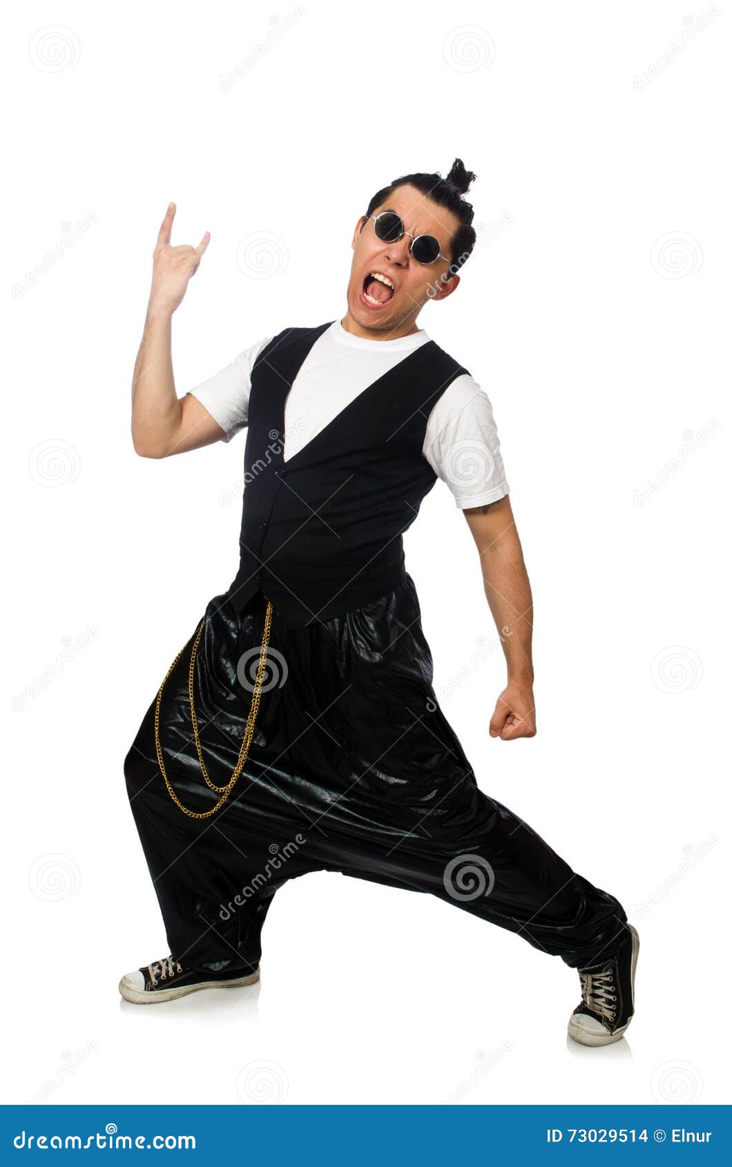 The Funny Young Man Dancing Isolated on White Stock Photo - Image of ...