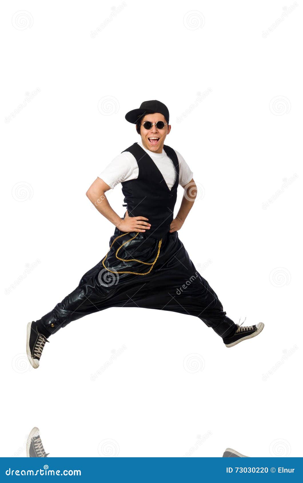 The Funny Young Man Dancing Isolated on White Stock Photo - Image of ...