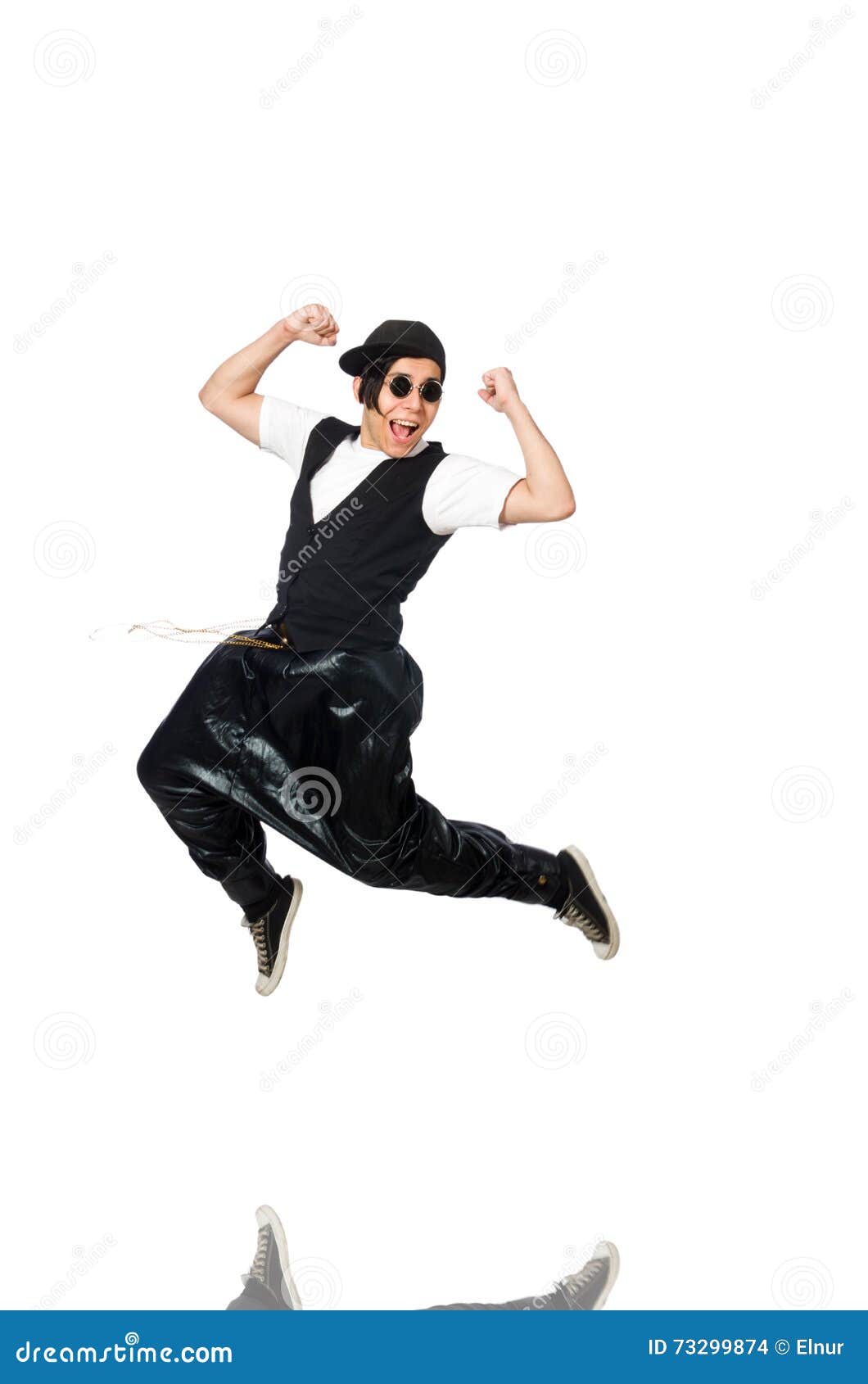 The Funny Young Man Dancing Isolated on White Stock Photo - Image of ...
