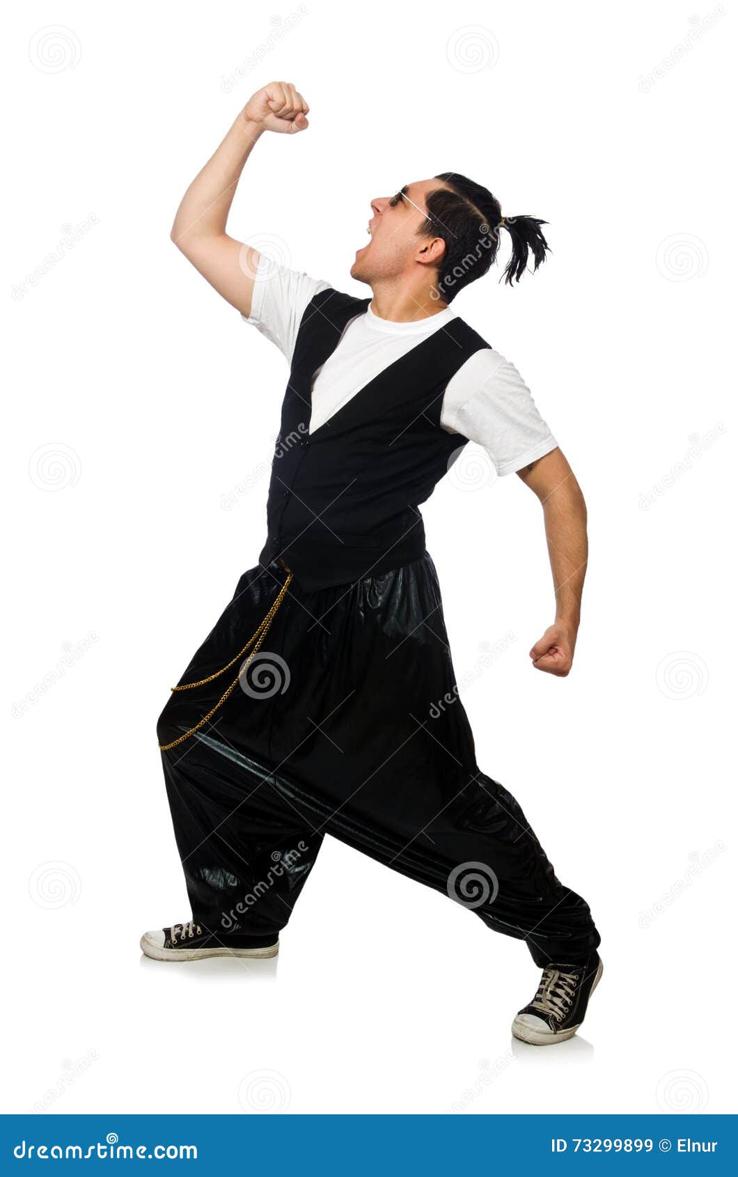 The Funny Young Man Dancing Isolated on White Stock Image - Image of ...