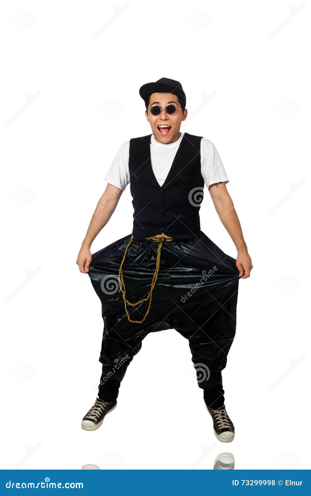 The Funny Young Man Dancing Isolated on White Stock Photo - Image of ...