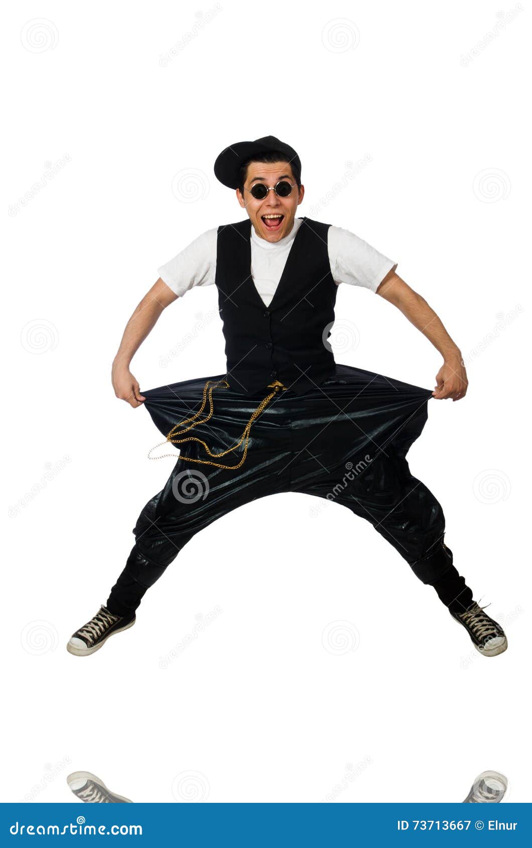 The Funny Young Man Dancing Isolated on White Stock Image - Image of ...