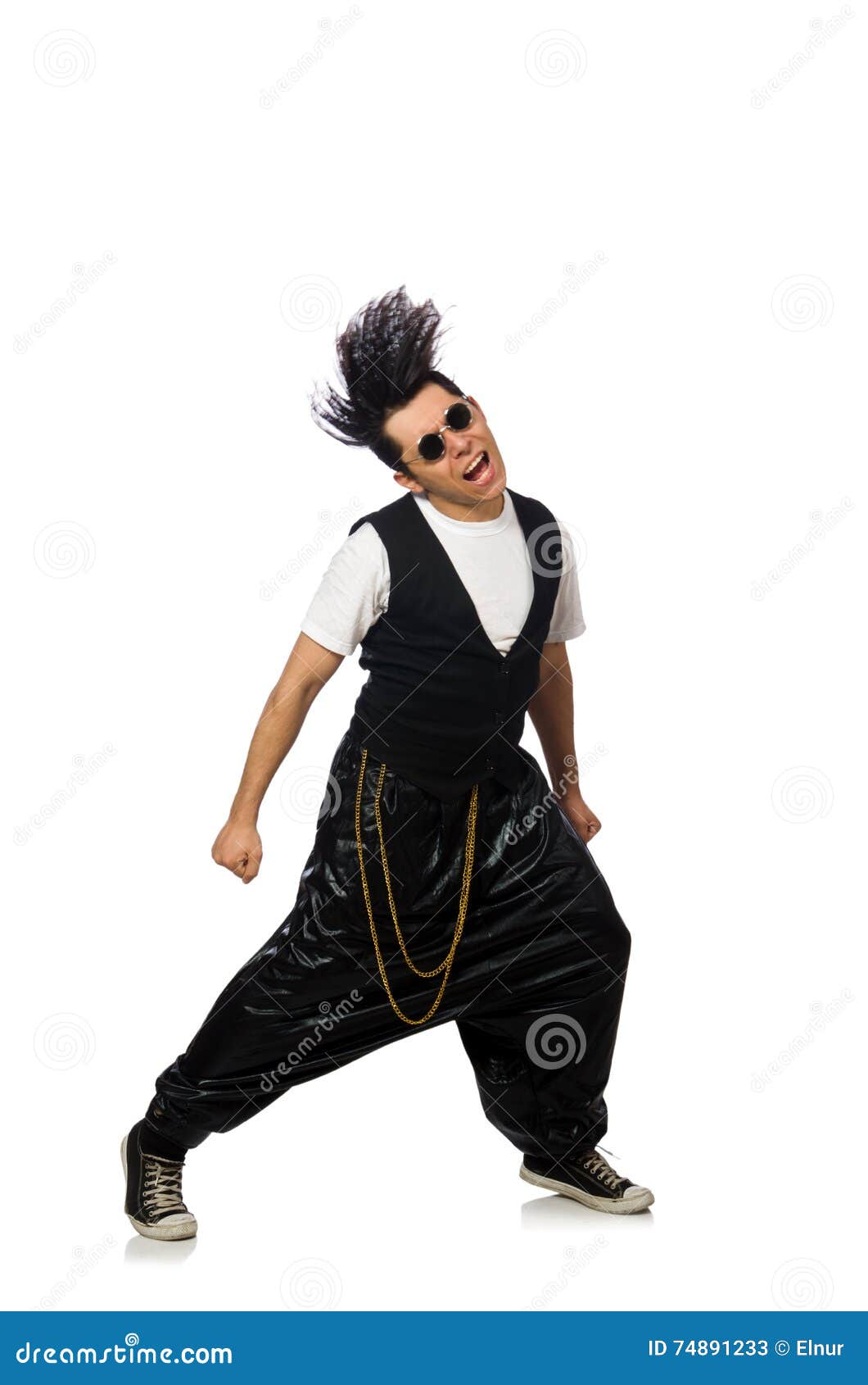 The Funny Young Man Dancing Isolated on White Stock Image - Image of ...