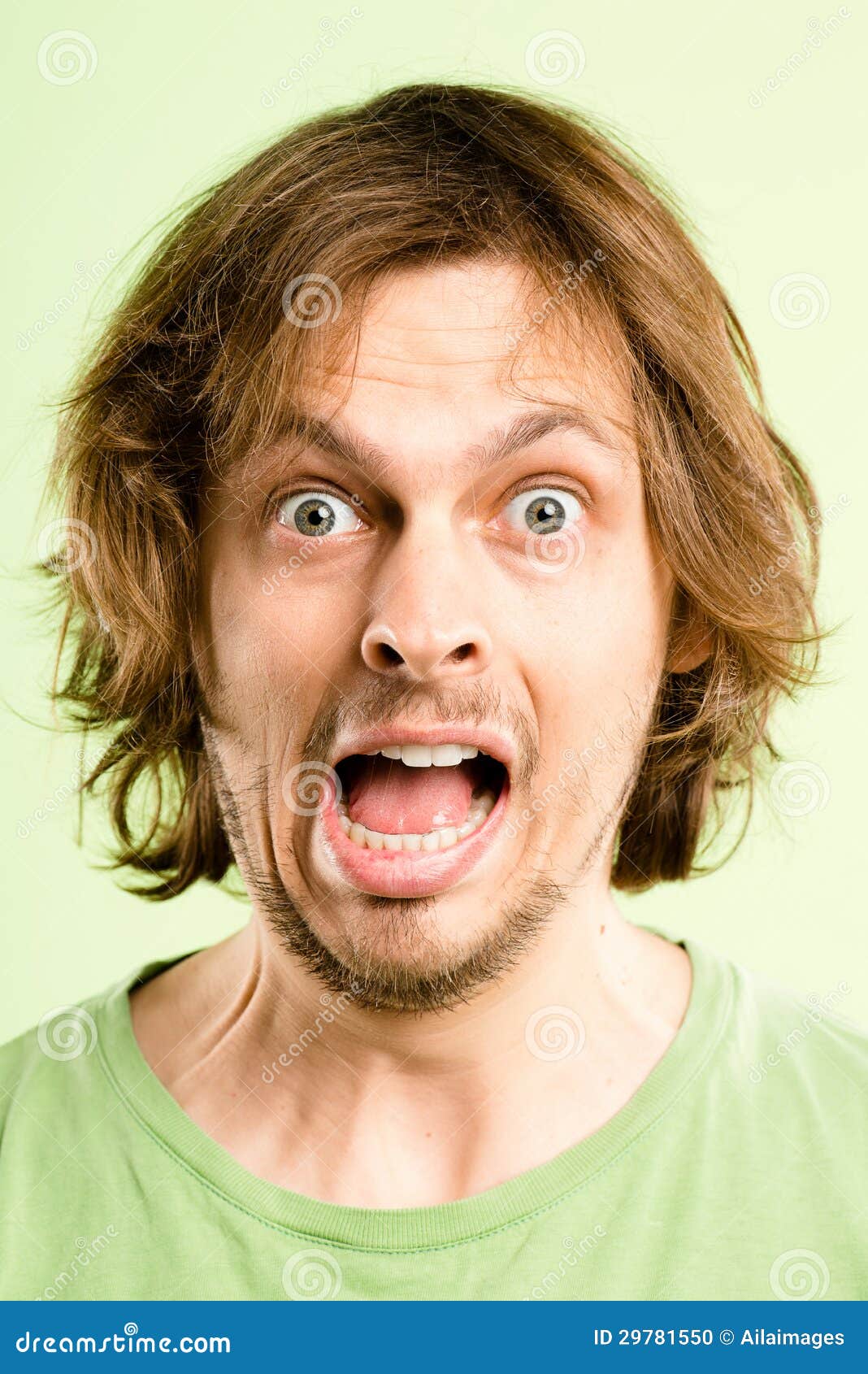 Funny Man Portrait Real People High Definition Green Background Stock ...