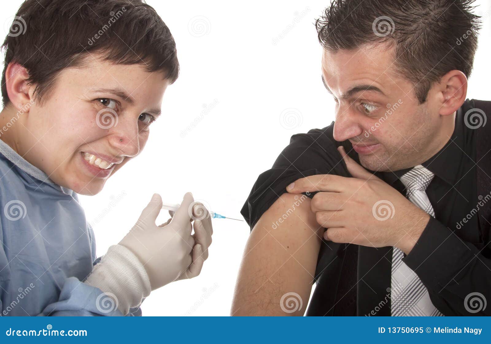 Funny Young Man Scared Of Injections Royalty Free Stock Photo - Image ...