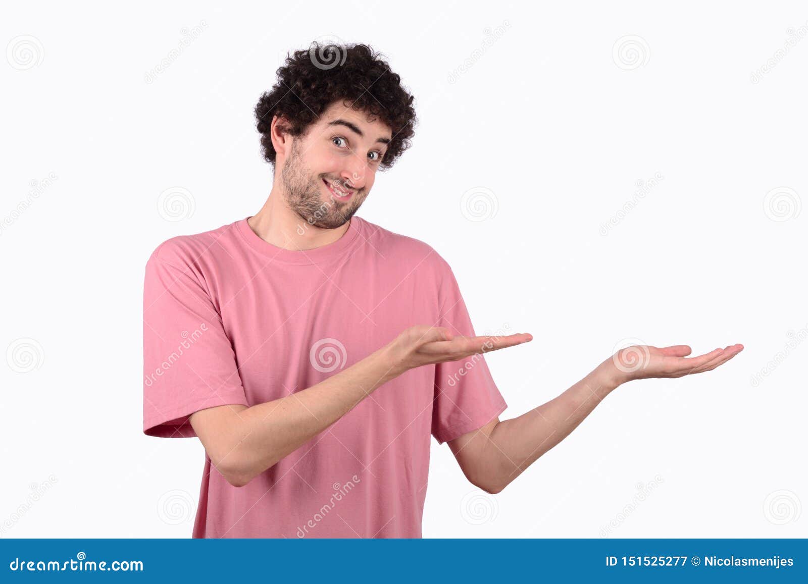 Funny Man Showing Something in Studio Stock Image - Image of happy ...