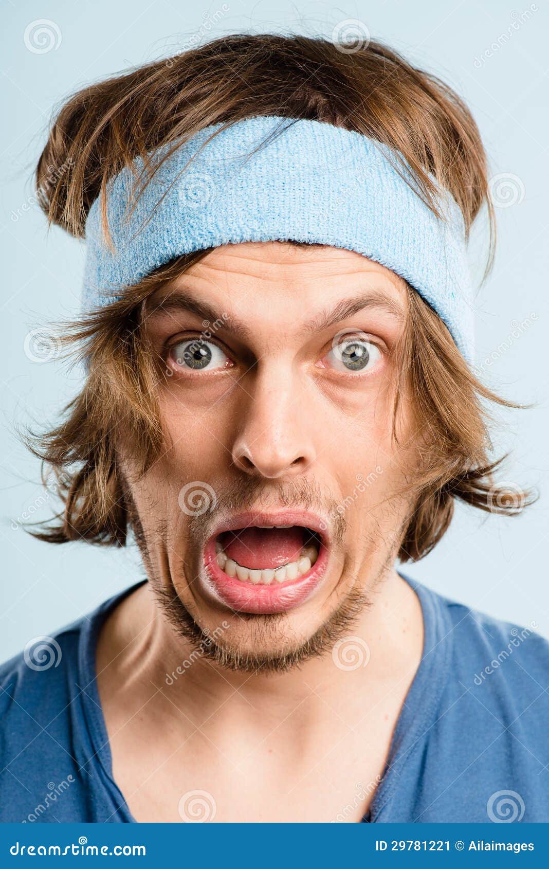 Funny Man Portrait Real People High Definition Blue Background Stock ...