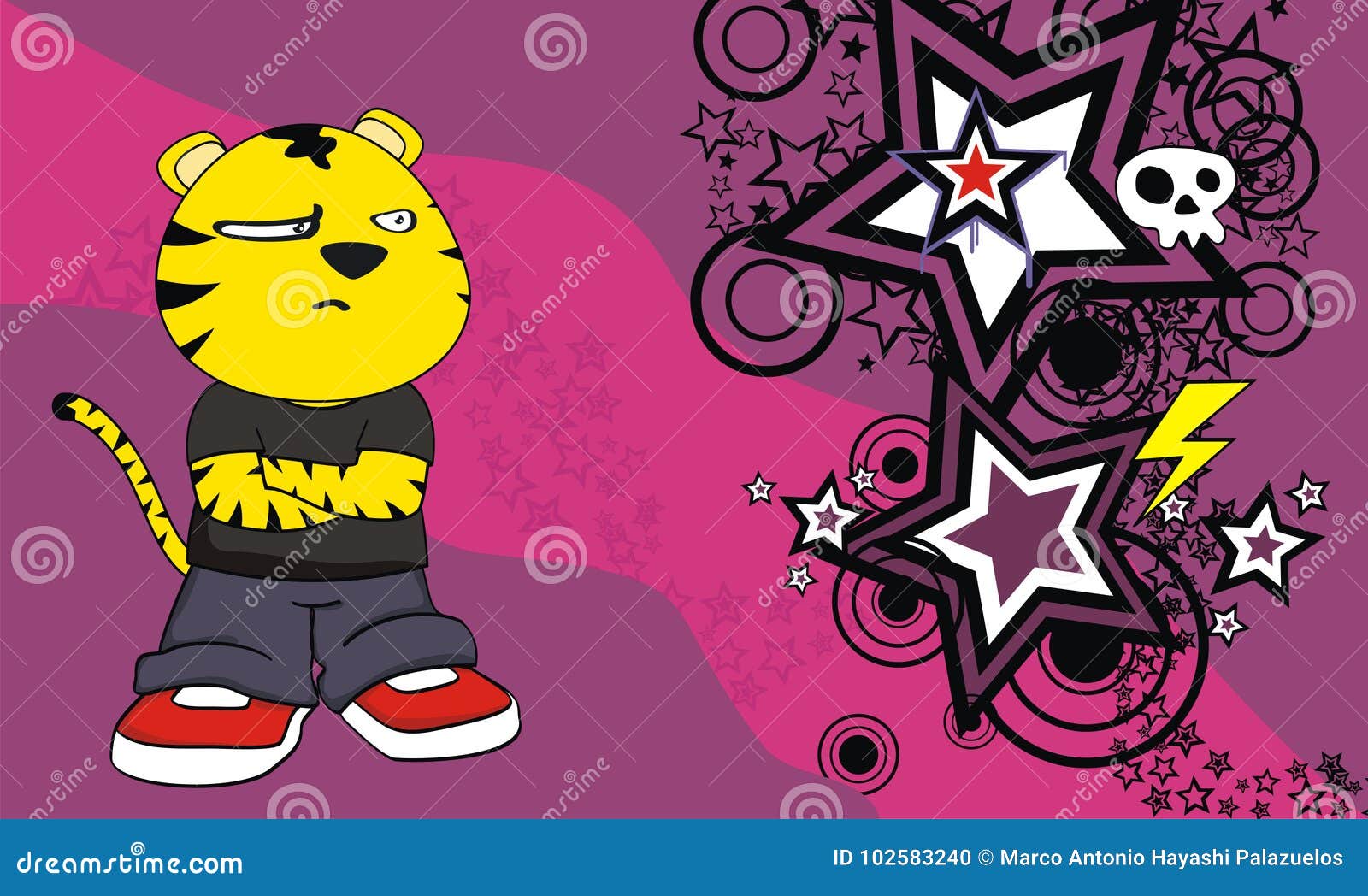 Grumpy Kid Tiger Cartoon Expressions Set | CartoonDealer.com #89028733