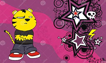 Grumpy Tiger Cartoon Expression Background Stock Vector - Illustration ...