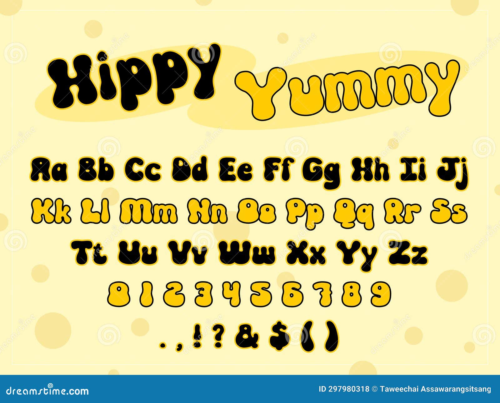 Funny Yummy Font Text Glyph Vector Design Stock Vector - Illustration ...