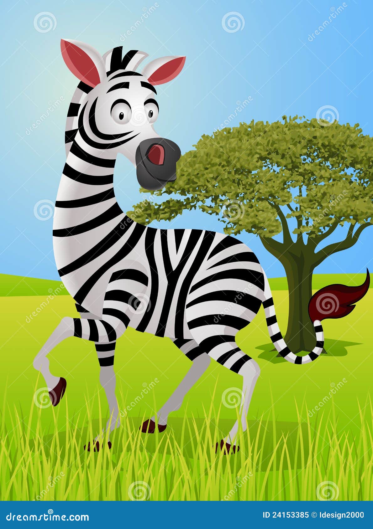Funny zebra cartoon stock illustration. Illustration of horse - 24153385