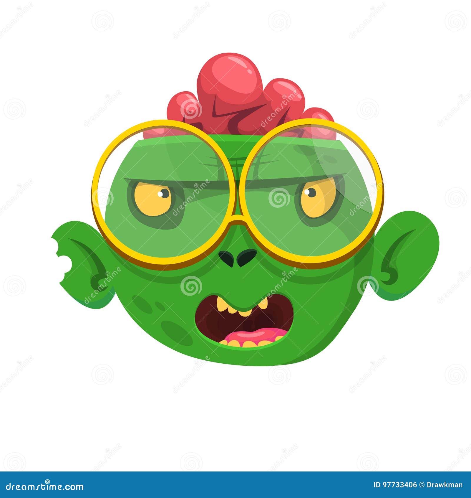 Funny Zombie Head Cartoon Character. Halloween Vector Illustration ...