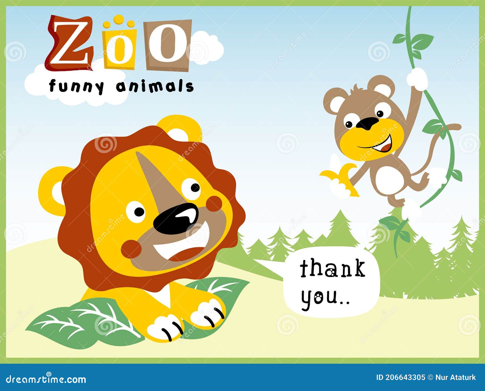 Funny Zoo Life with Cute Animals Cartoon Vector Stock Vector ...