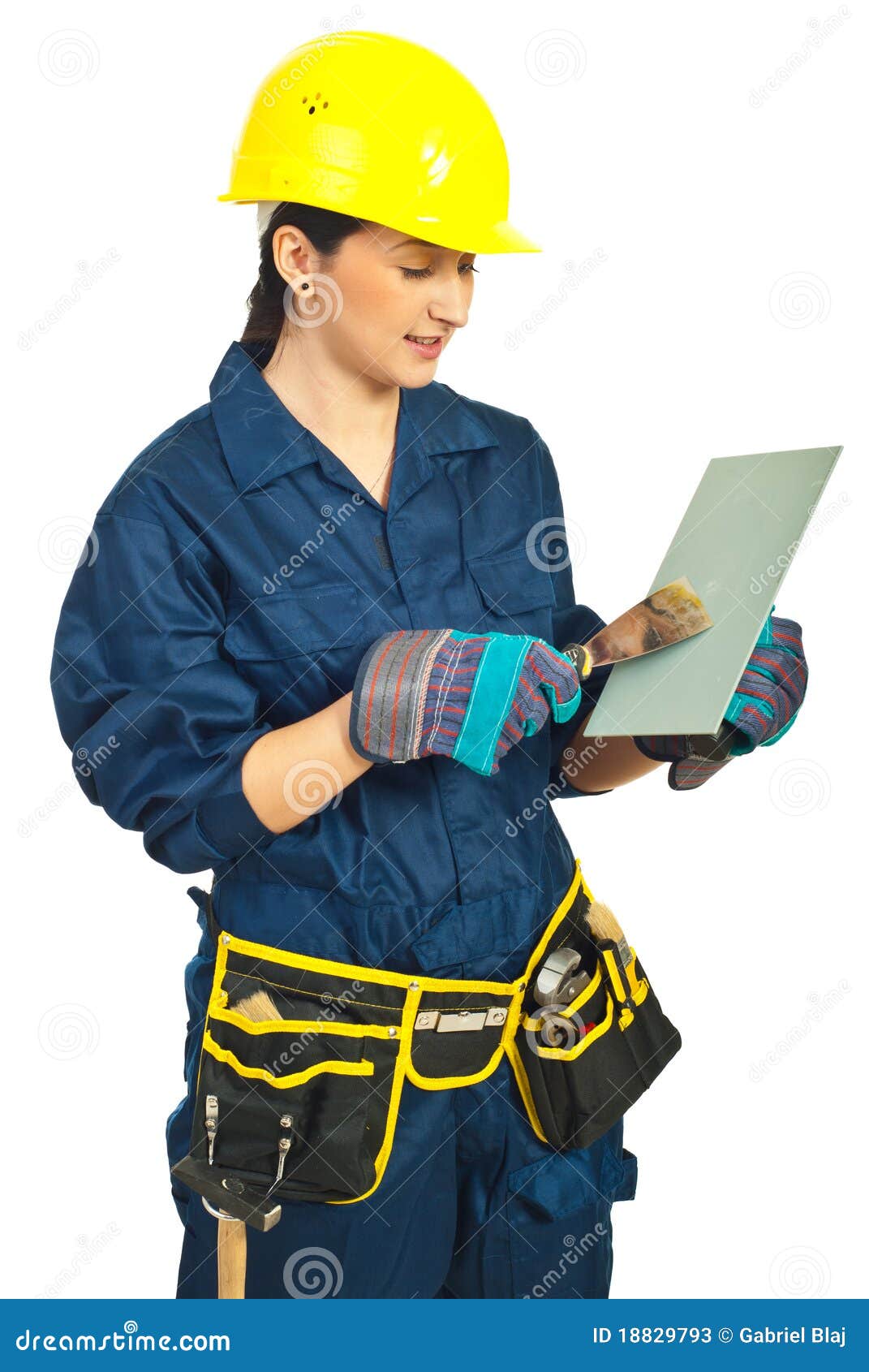 Funzionamento Della Donna Dell'operaio Immagine Stock - Immagine di ...