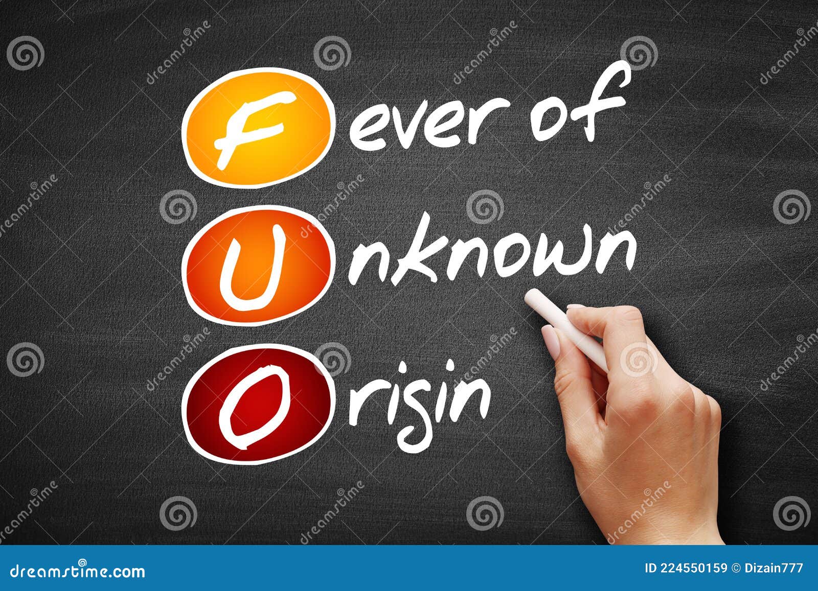 FUO - Fever of Unknown Origin Acronym, Concept on Blackboard Stock ...