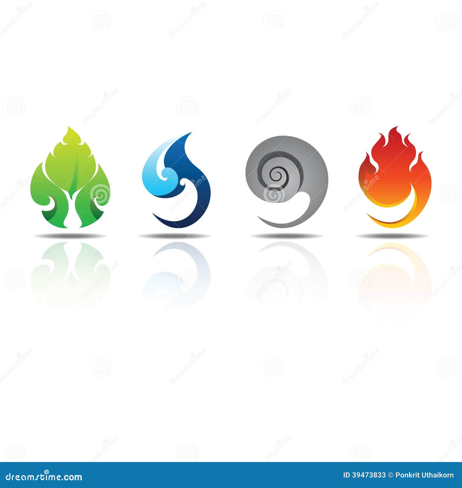 Fuoco Acqua Aria Della Terra Degli Elementi Delle Icone Illustrazione ...