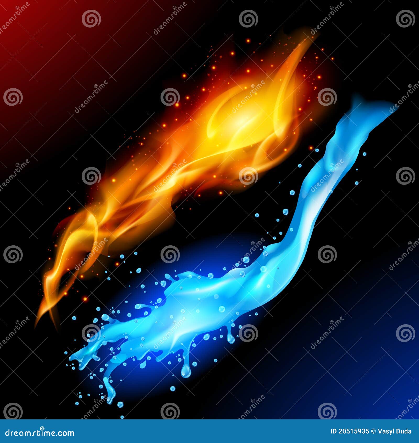 Fuoco ed acqua illustrazione vettoriale. Illustrazione di sfondo - 20515935