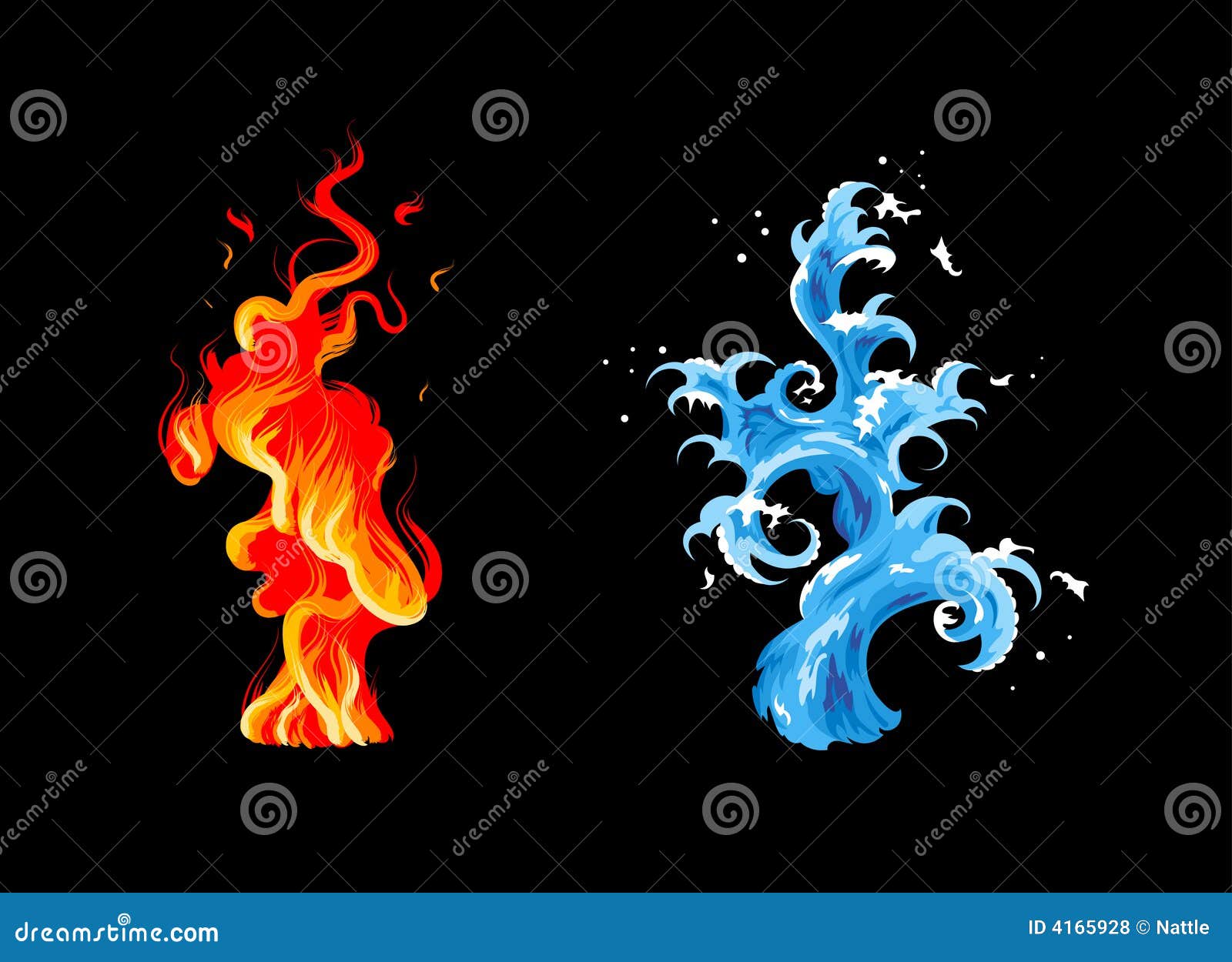 Fuoco ed acqua illustrazione vettoriale. Illustrazione di estratto ...