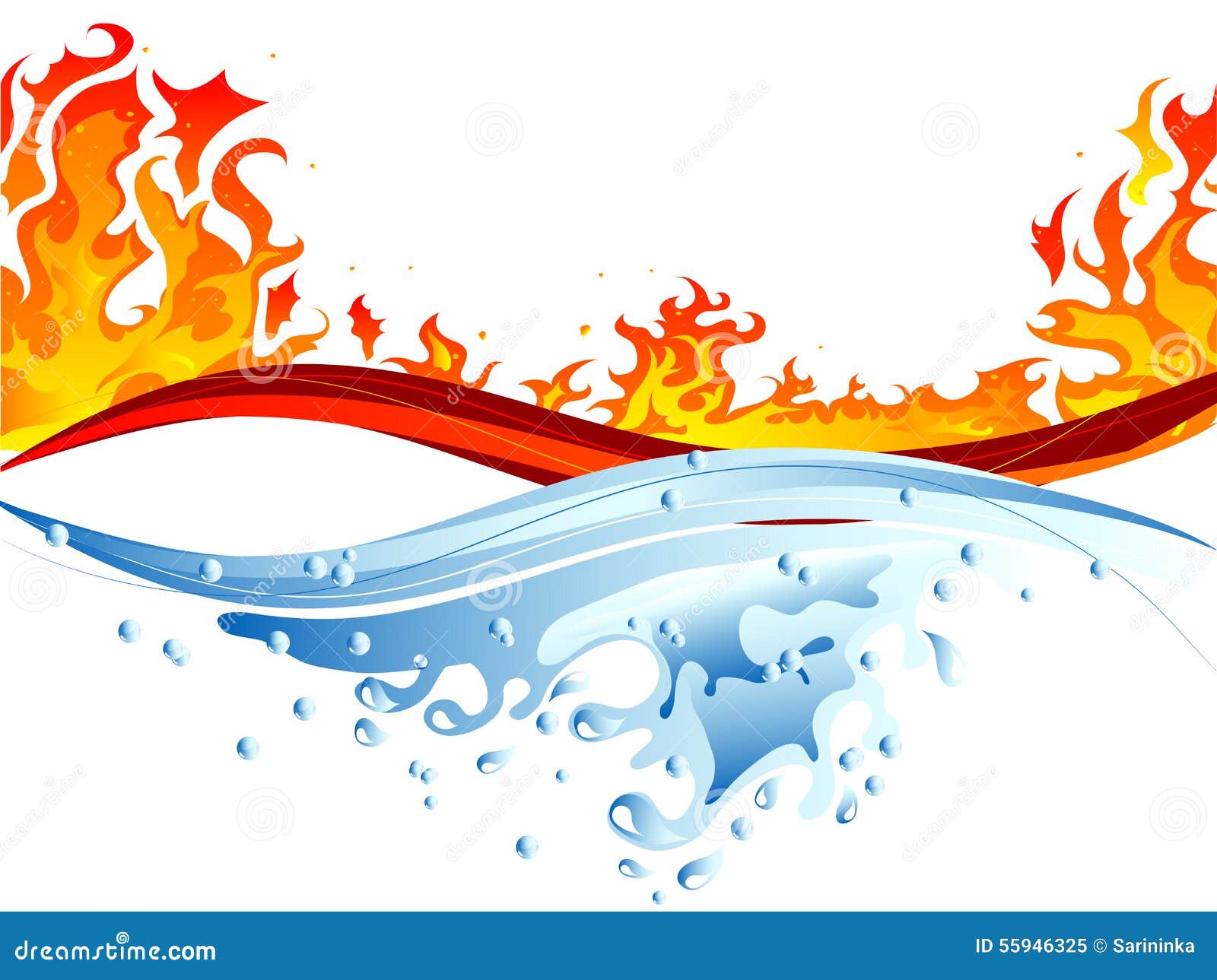 Fuoco ed acqua illustrazione vettoriale. Illustrazione di rosso - 55946325