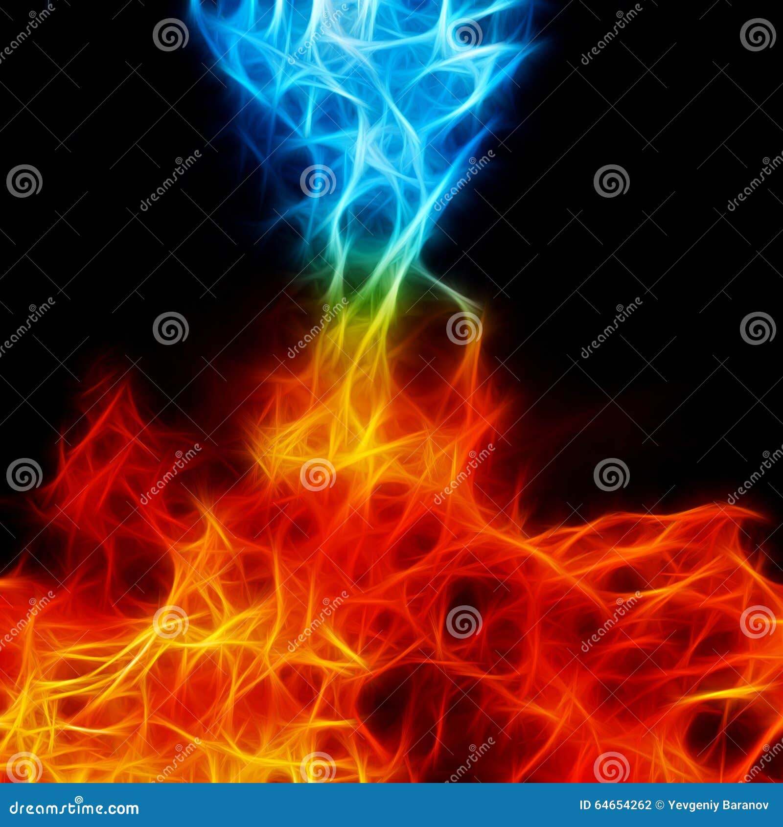 Fuoco Rosso E Blu Su Fondo Posteriore, Frattale Fotografia Stock ...