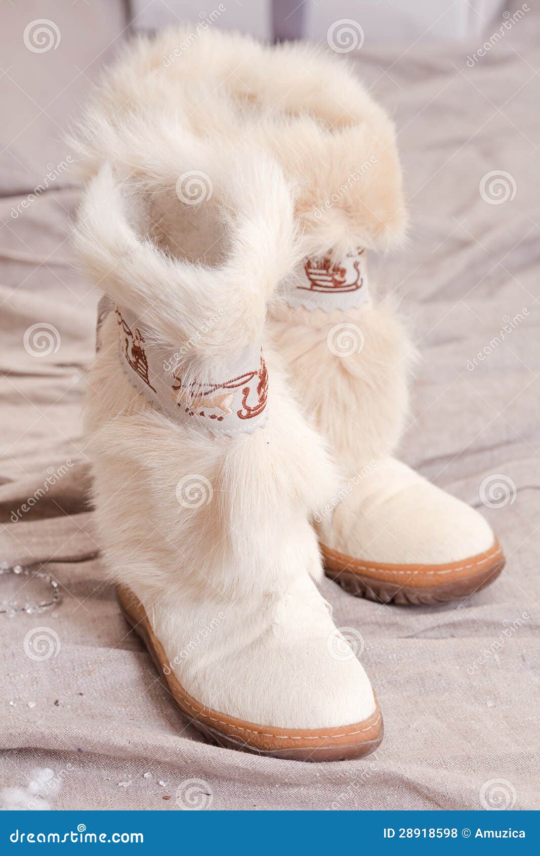 Fur Boots for Cold Weather Winter Stock Photo - Image of boots ...