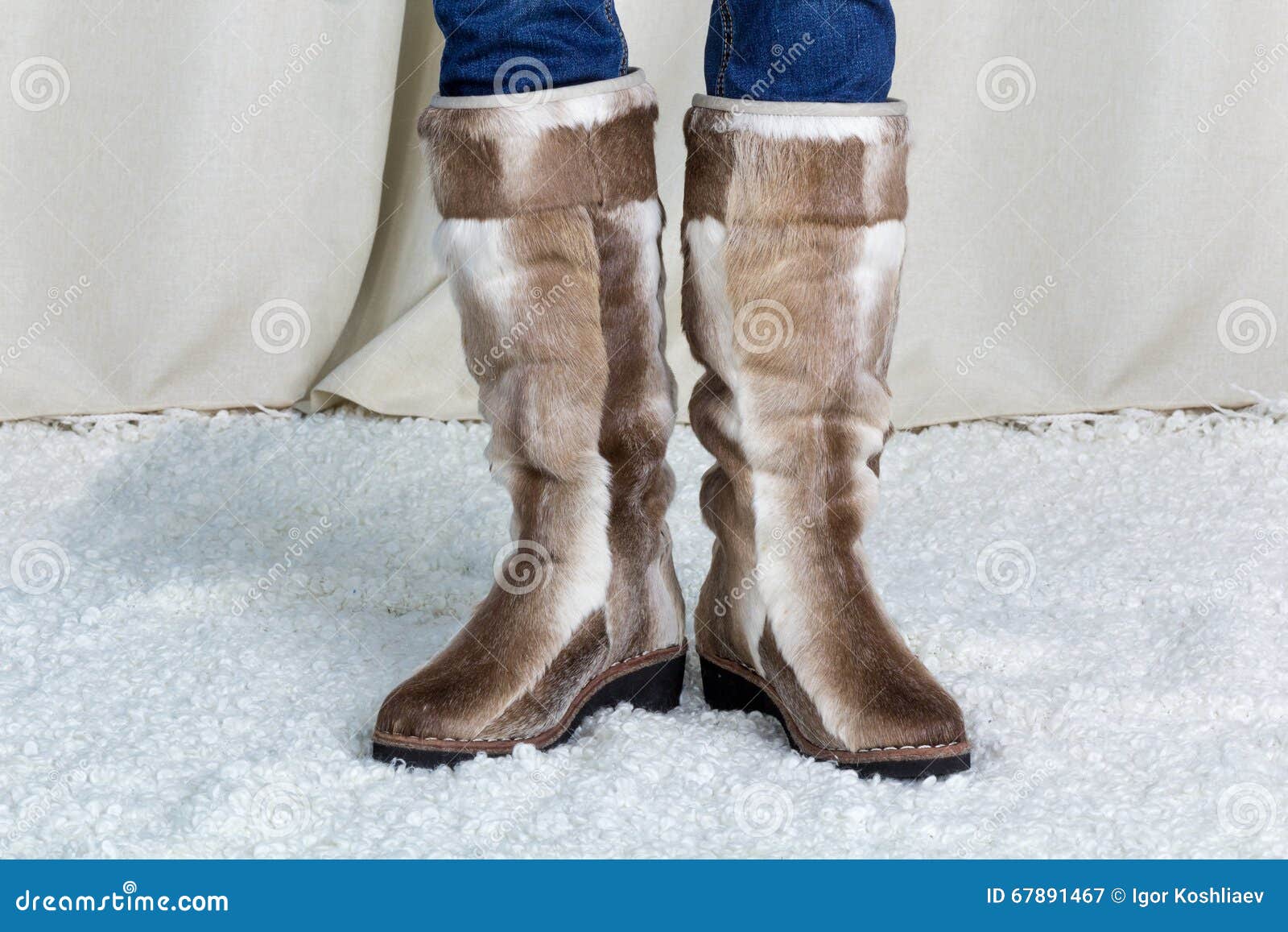 Fur boots front view stock image. Image of closeup, fashion - 67891467