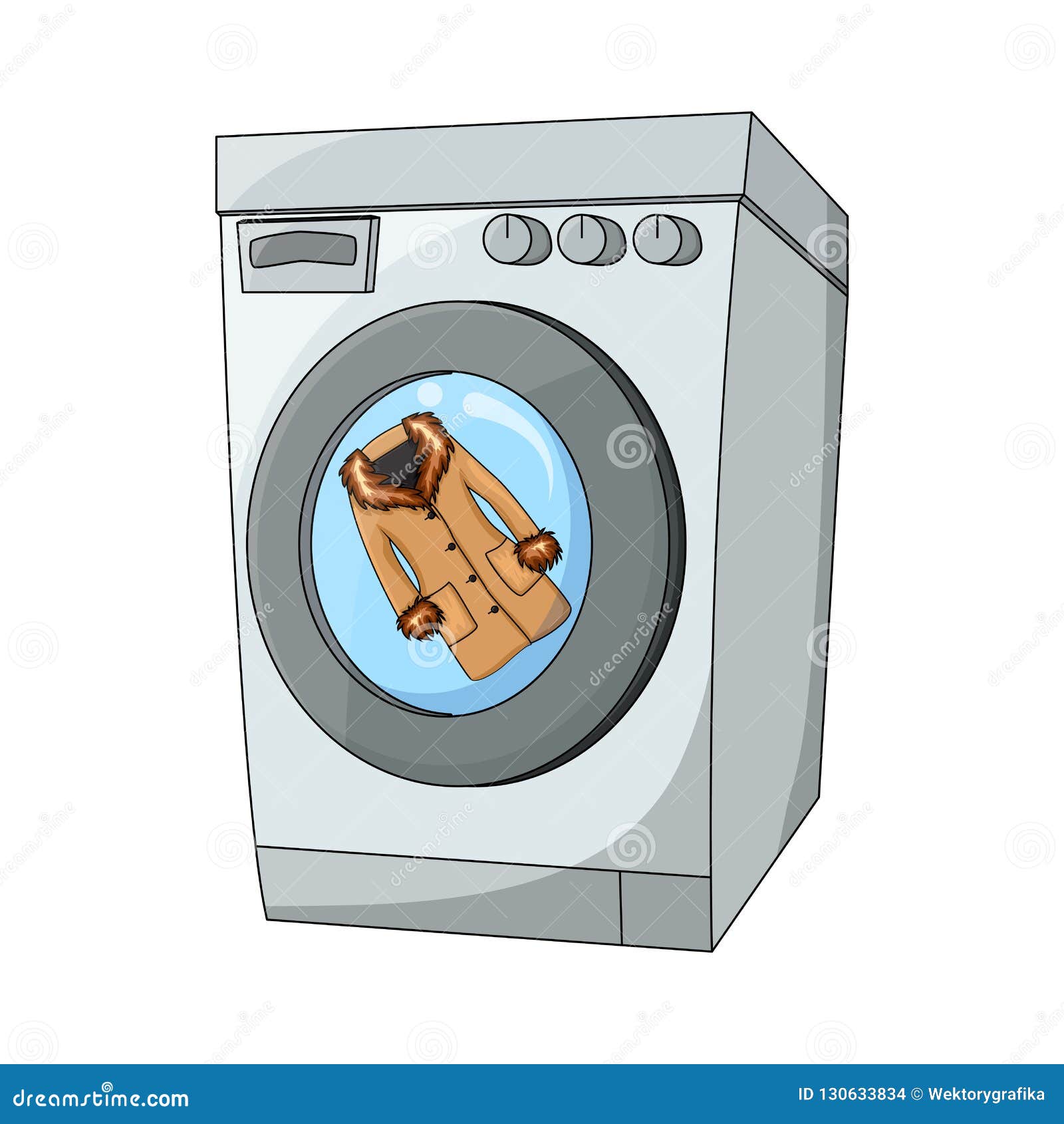 Fur And Cartoon Washing Machine Design Isolated On White Backgro Vector ...